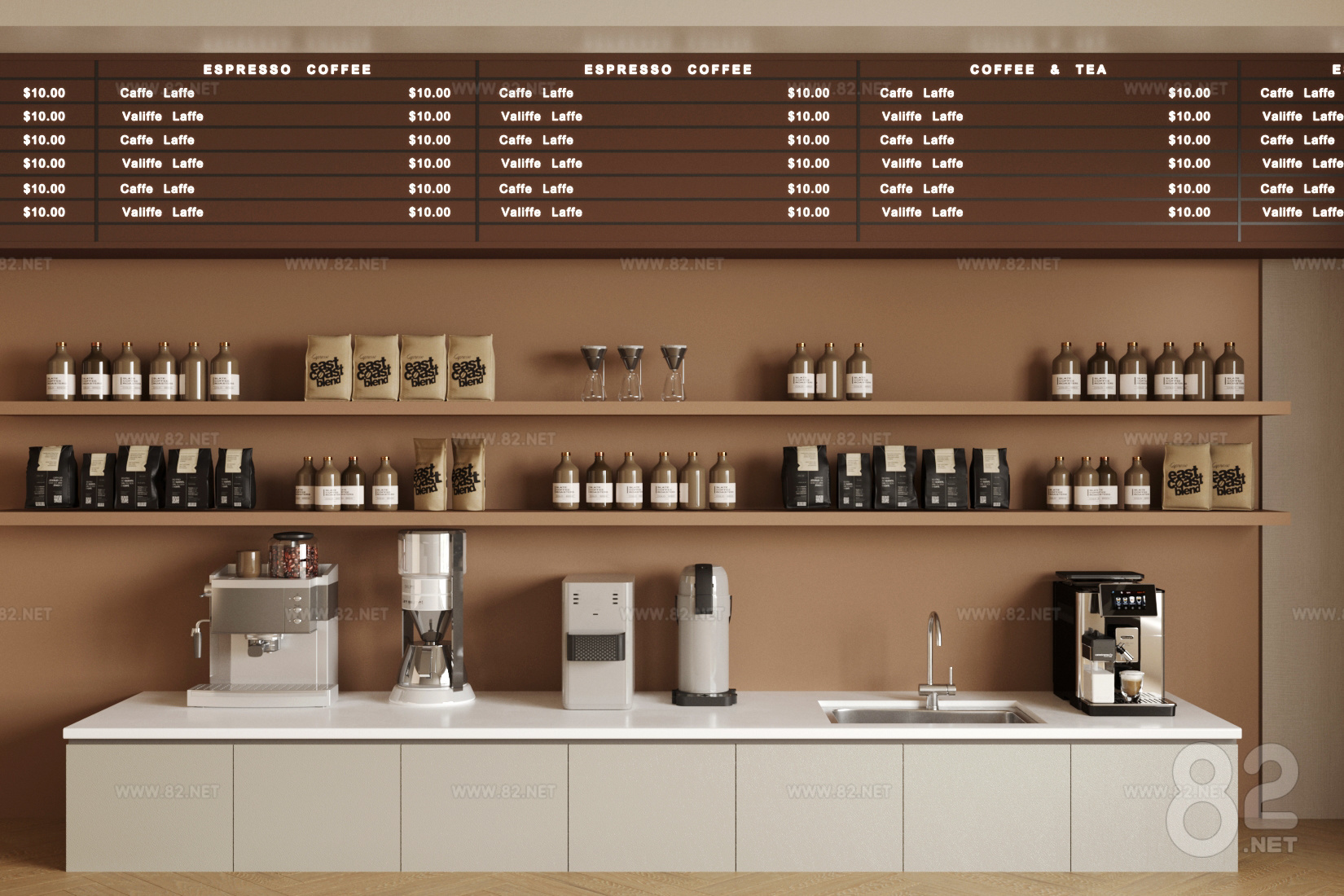 Log Style Cafe Milk Tea Shop Console Coffee Console Cashier Front Desk ...