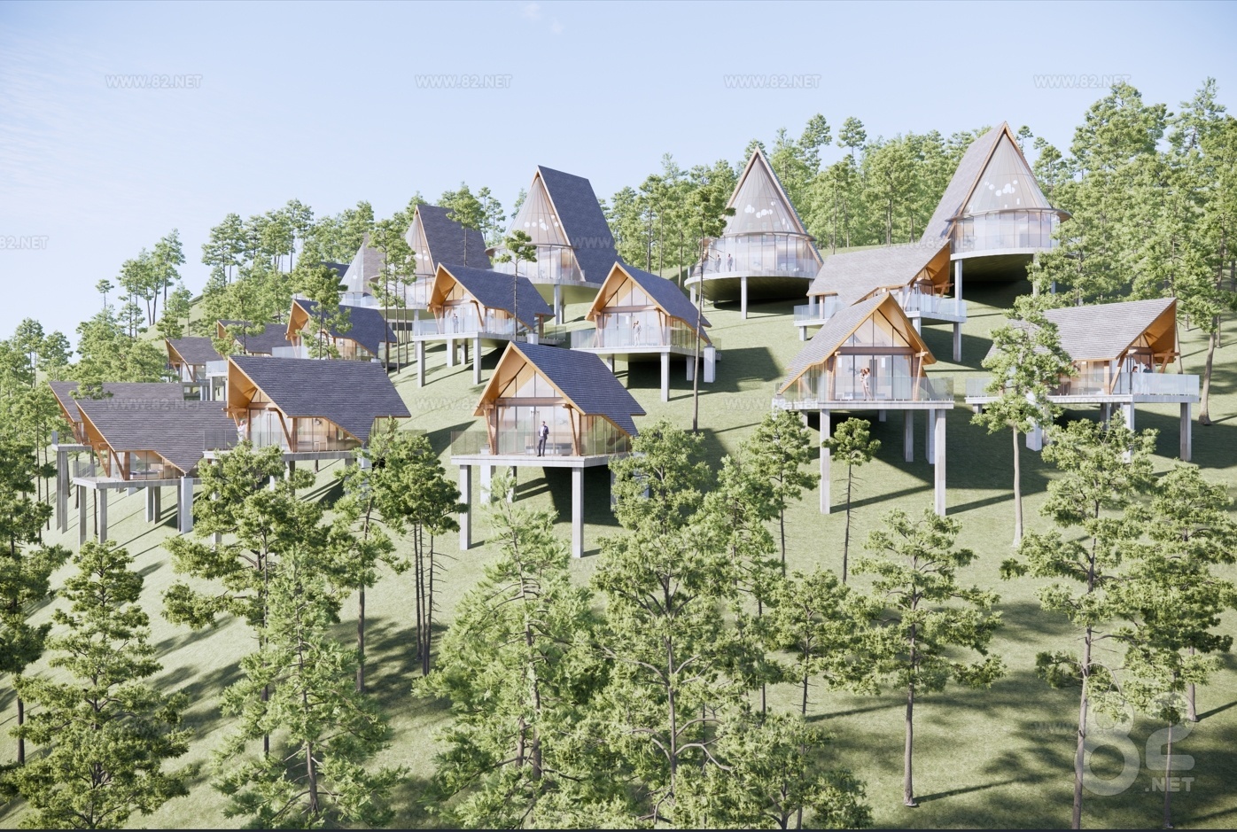 Wooden House Homestay Assembled Homestay download | SketchUp(.skp ...