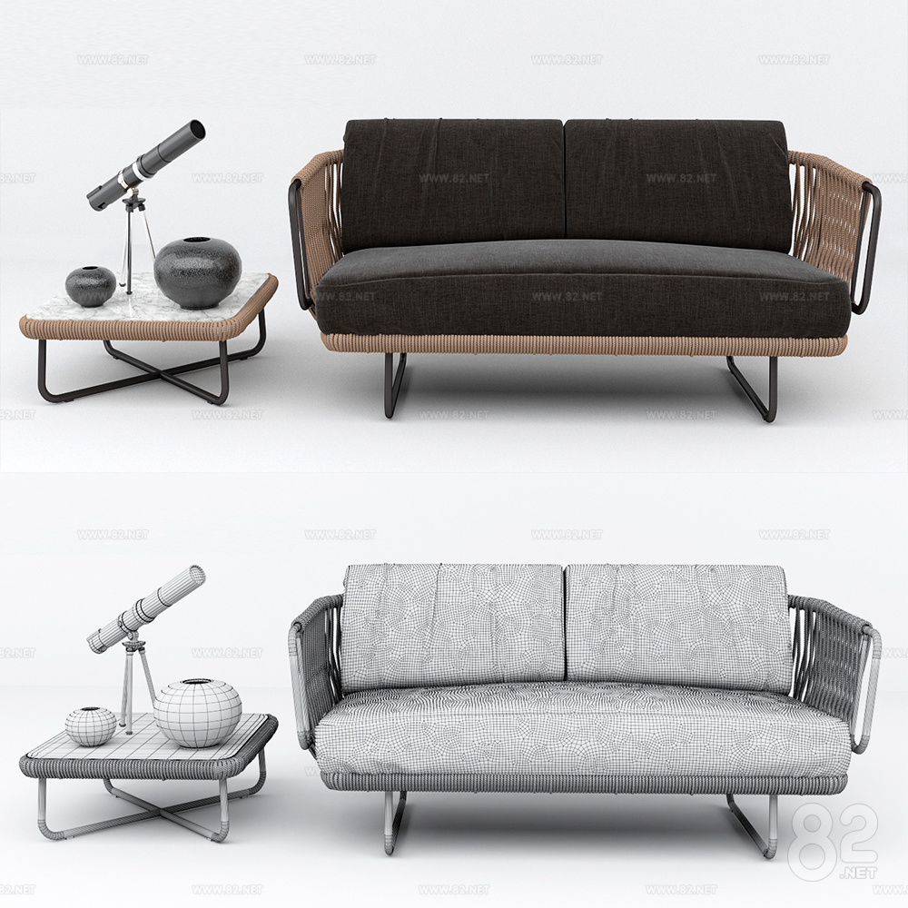 Modern Rattan Sofa Side Table Combination download | 3Ds Max(.max) - 82Models