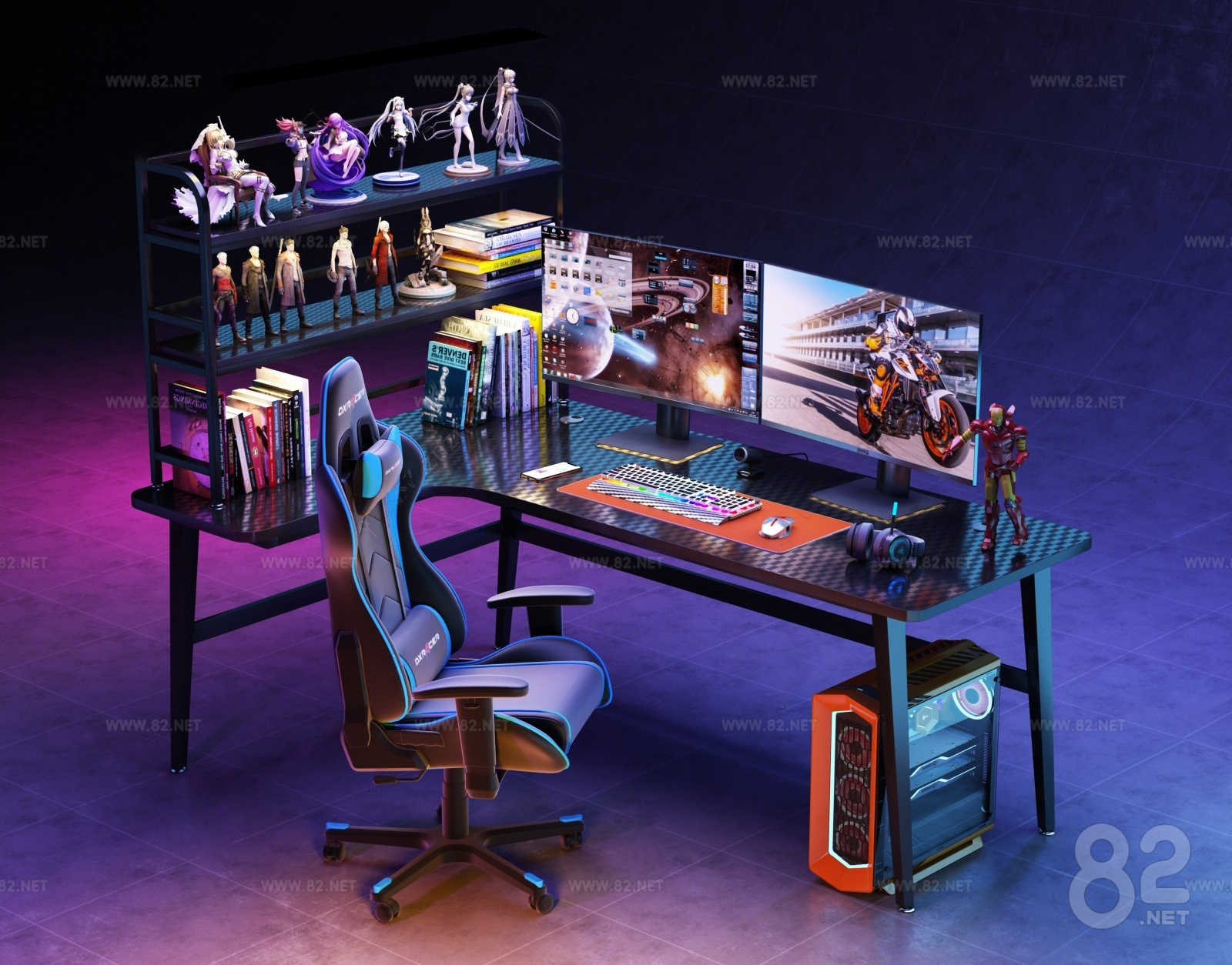 Modern E-sports Table Corner E-sports Table and Chair Combination ...