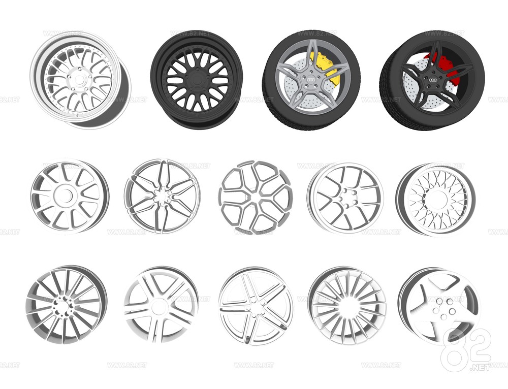 wheel hub tire wheel | SketchUp(.skp) - 82Models
