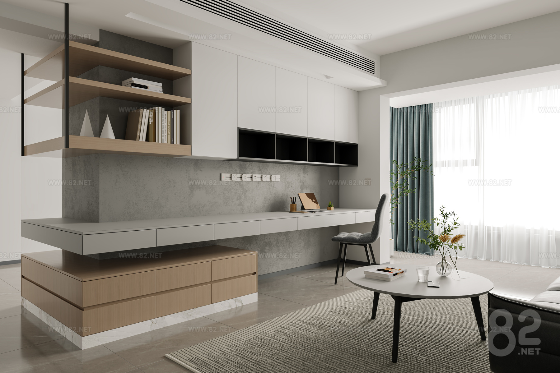 Modern Open Study Bookcase Desk download | 3Ds Max(.max) - 82Models