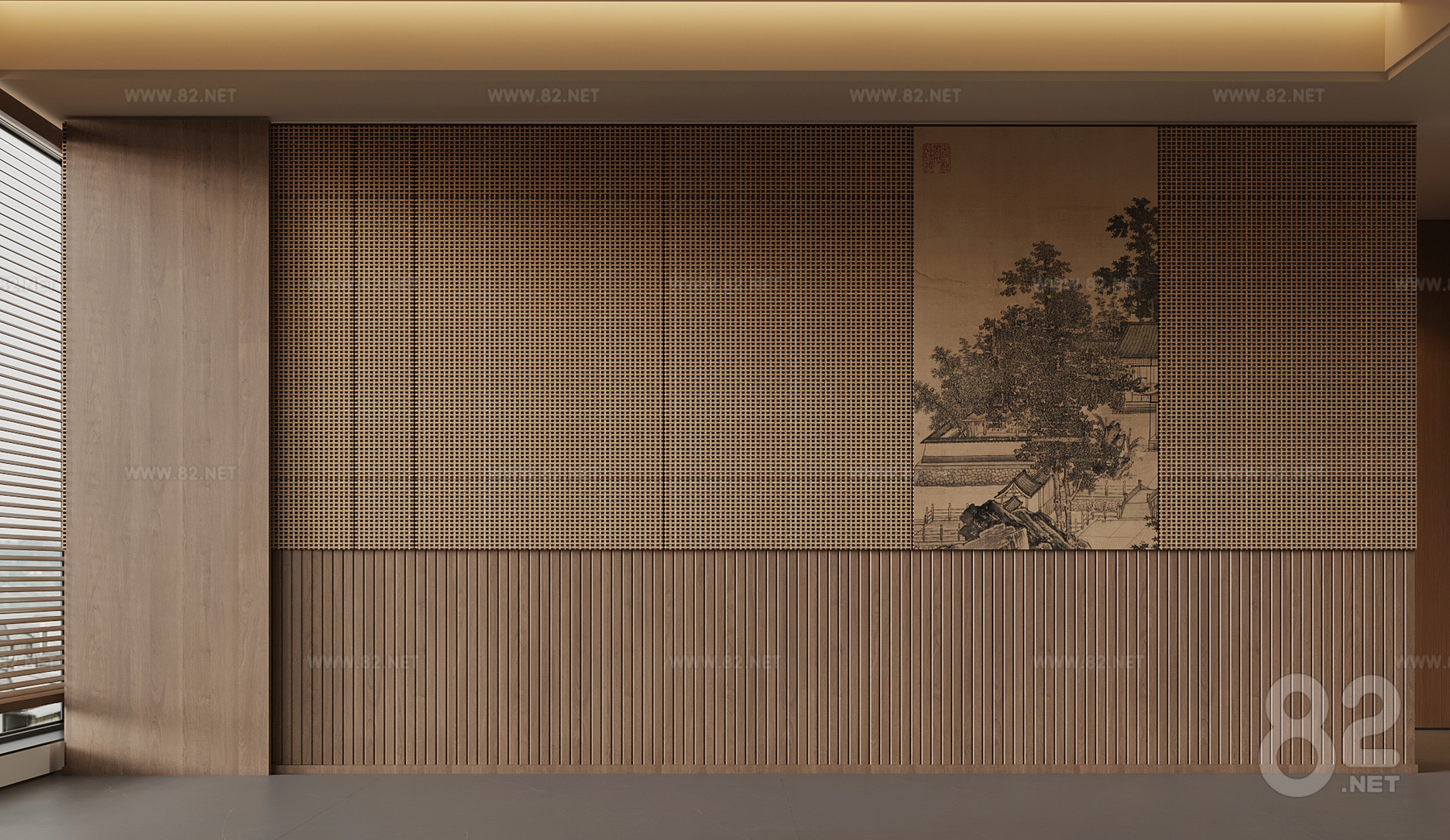 New Chinese Wall Song style background wall download 3D Model | 3Ds Max ...