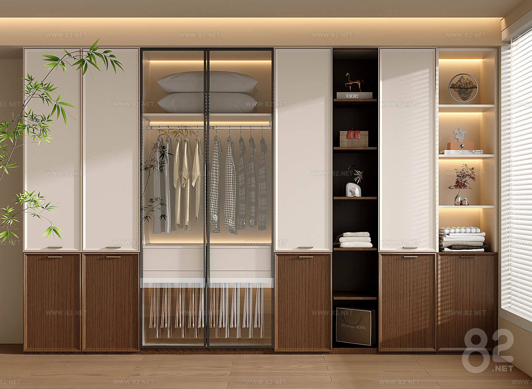 New Chinese Wardrobe Top Wardrobe Bedroom Wardrobe download 3D Model ...