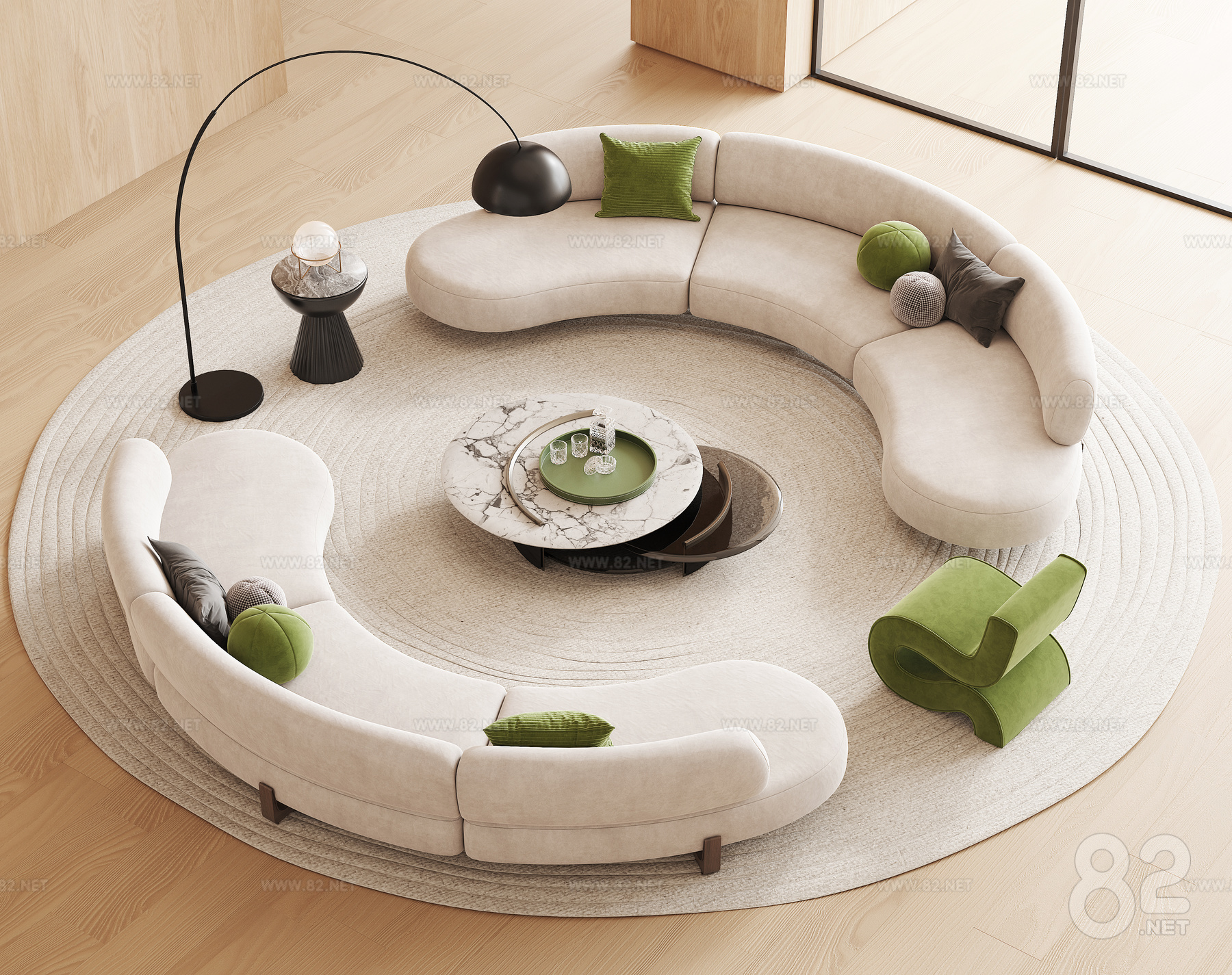 Modern curved sofa coffee table combination download | SketchUp(.skp ...