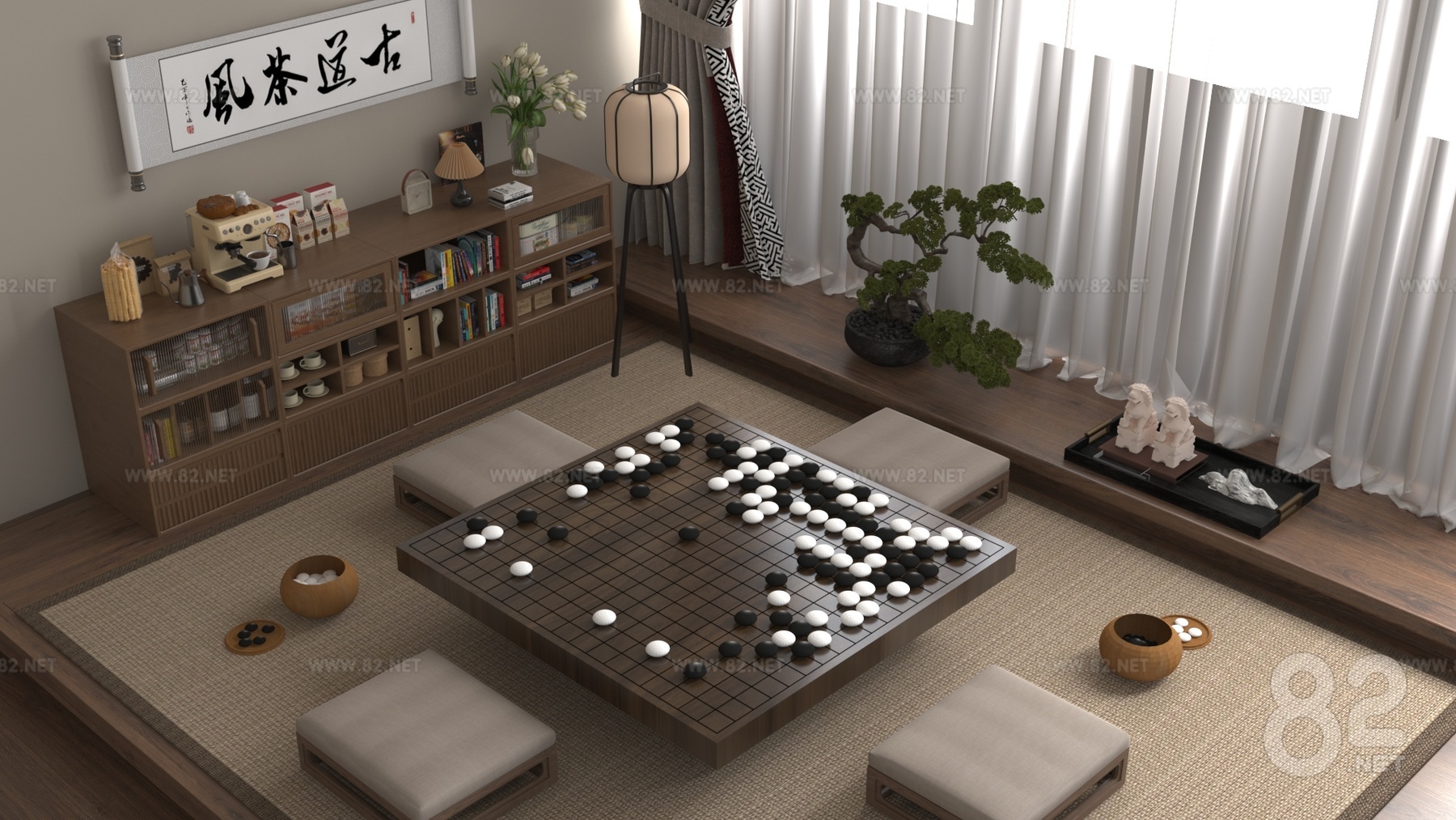 New Chinese Log Tatami Bedroom download | 3Ds Max(.max) - 82Models