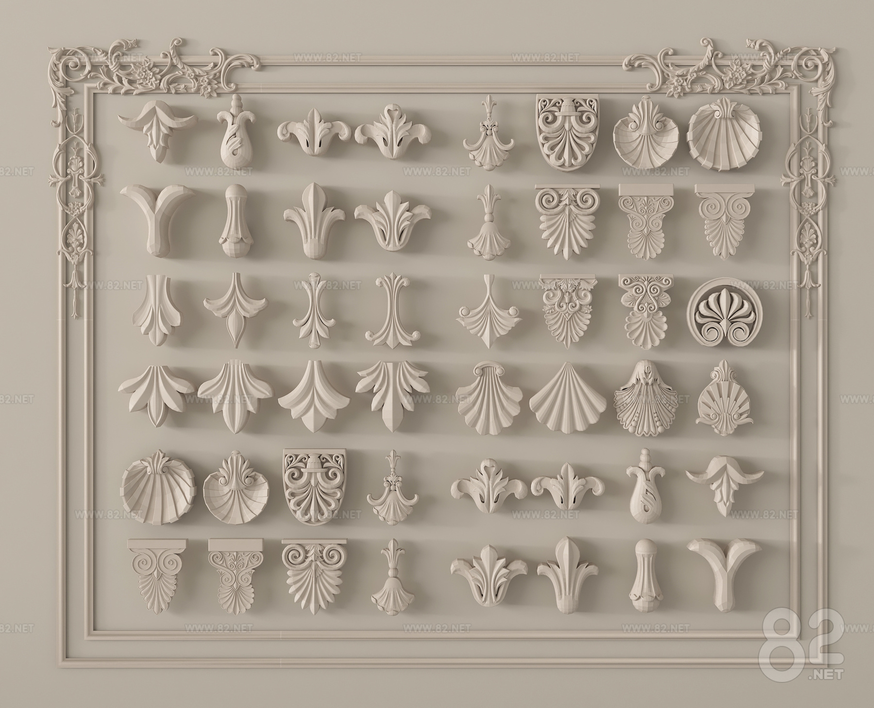 European Gypsum Carved Gypsum Line Gypsum Components download | 3Ds Max ...