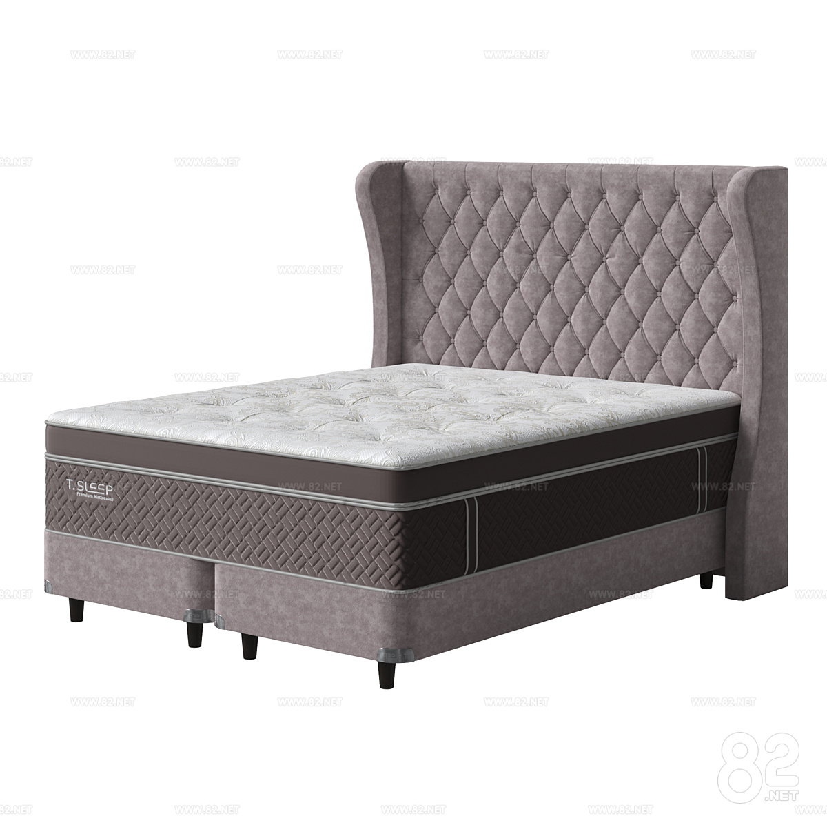 Modern Simple Double Bed Double Bed Simple Bed Bedroom Bed Pillow ...