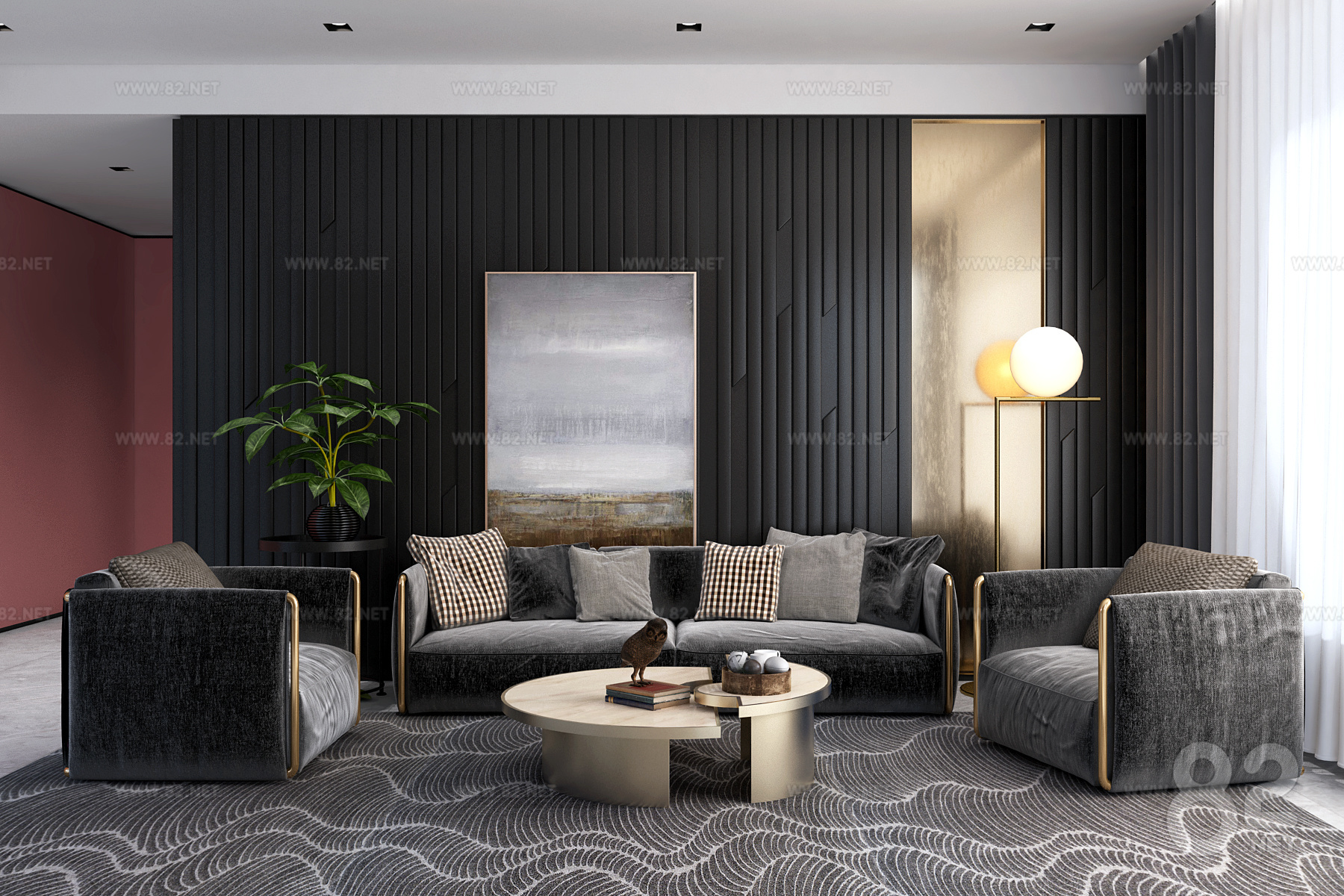 Modern living room sofa coffee table combination download | 3Ds Max(.max) - 82Models