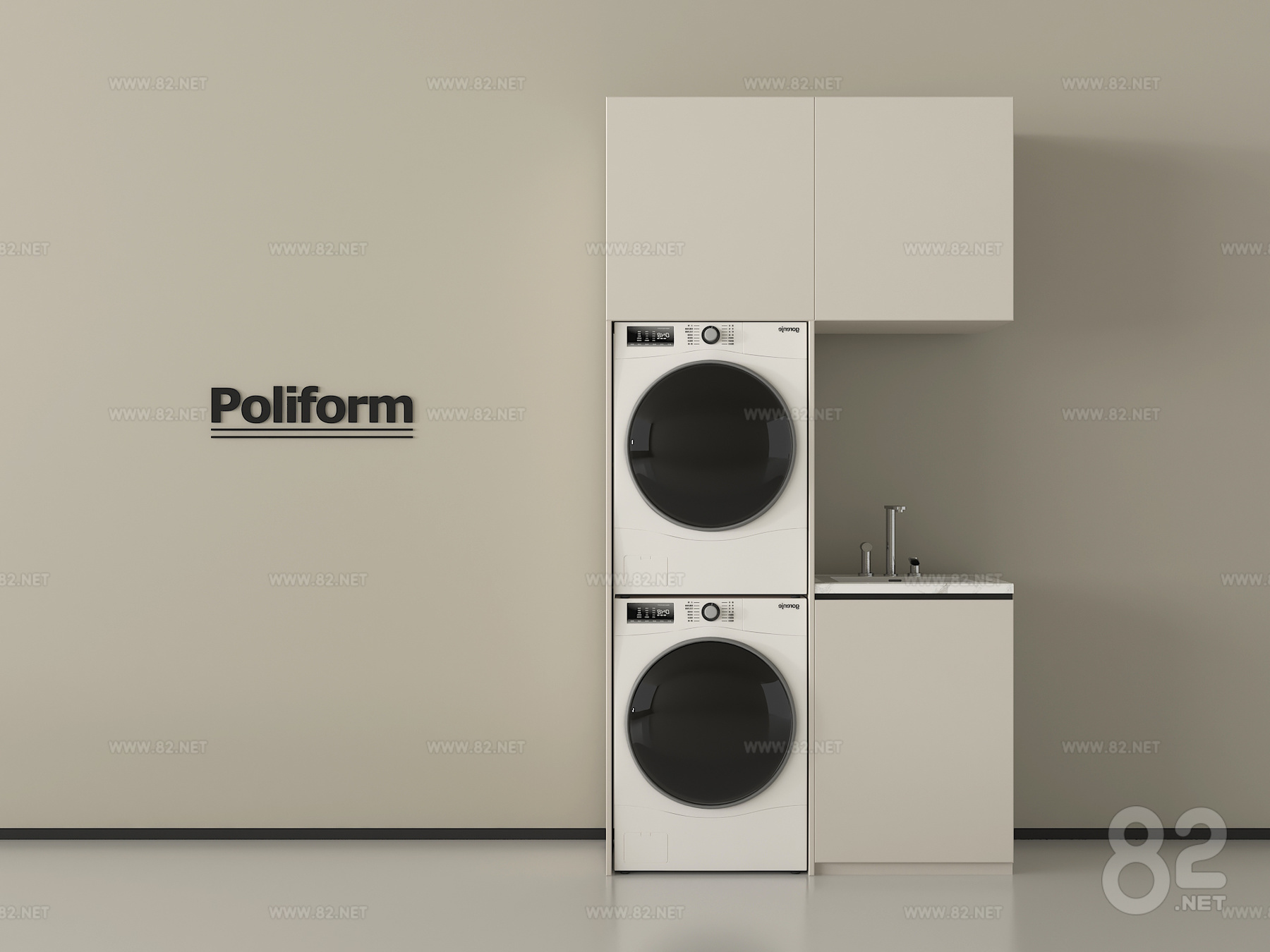 Modern Laundry Cabinet Washing Machine Dryer Balcony Washing Machine ...
