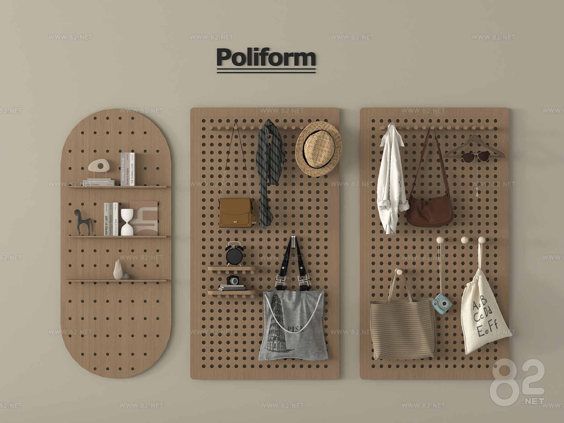 Modern Hanging Cave Panel Wall Decorative Panel Storage Rack Hanger ...