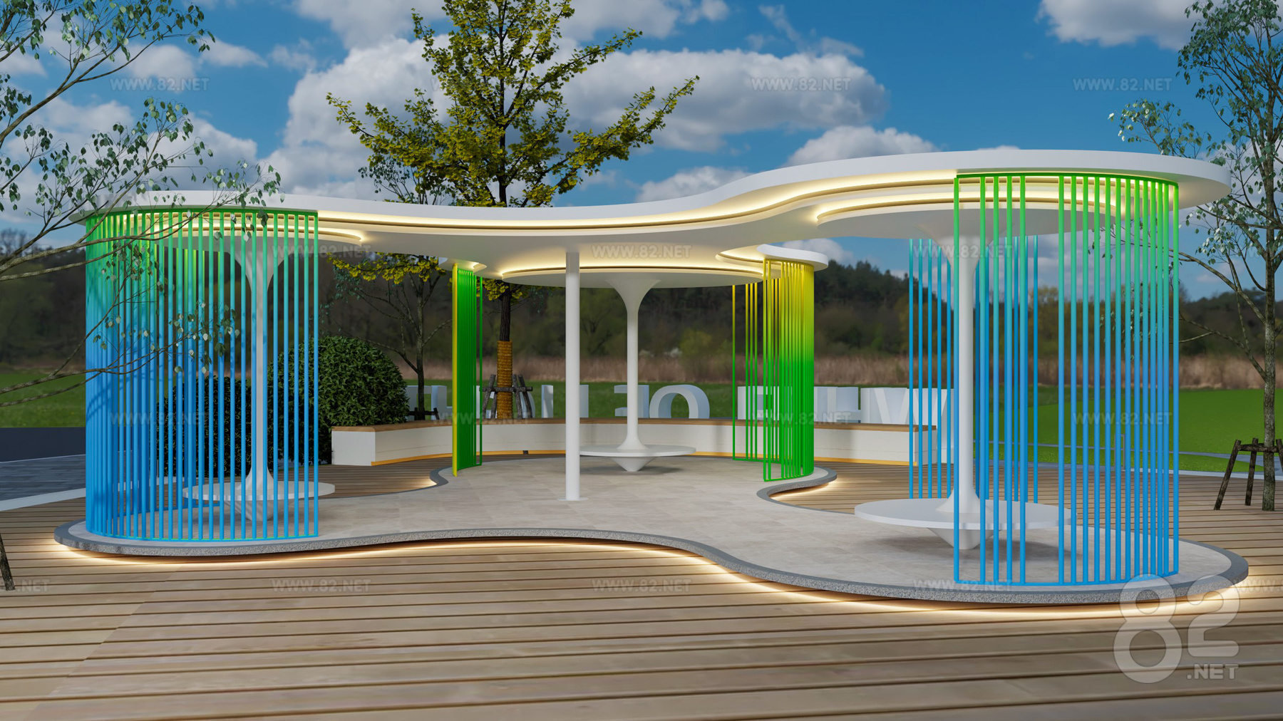 Park Rest Pavilion Children's Park Landscape Square Rest Area Awning ...