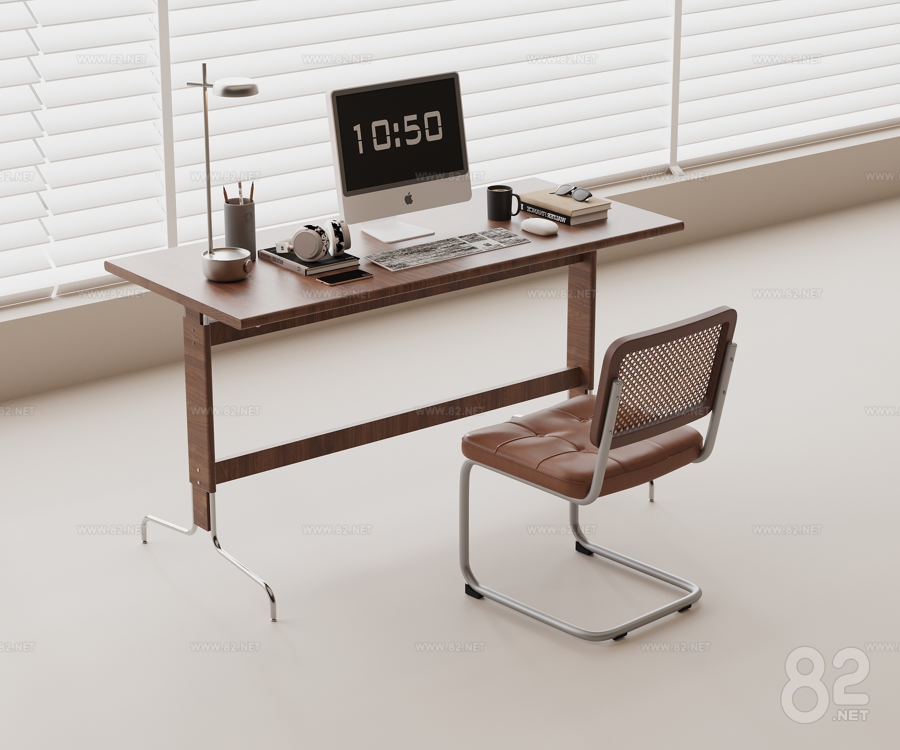 Modern Desk and Chair Combination Solid Wood Desk Lounge Chair Desk and ...