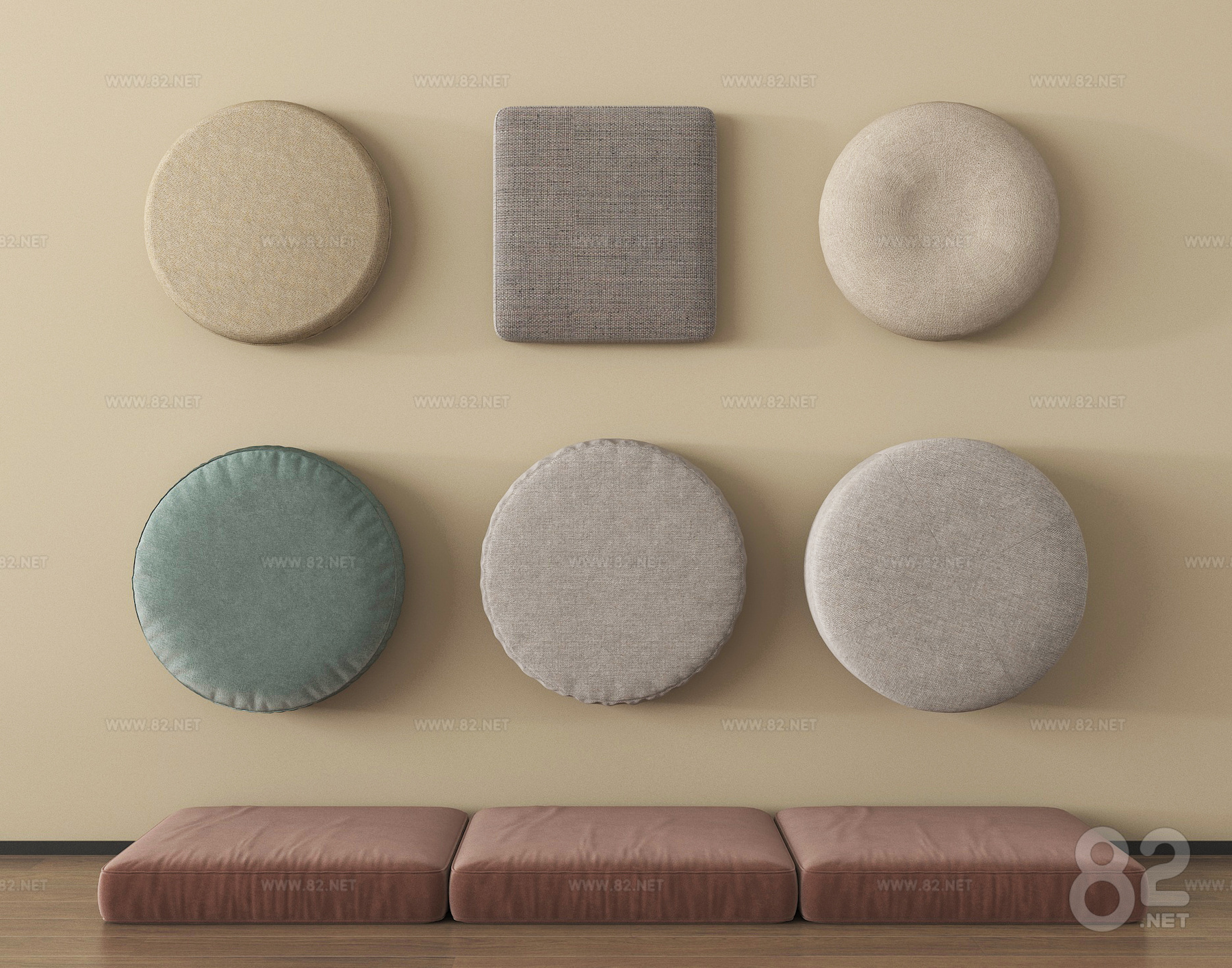 Modern Cushion Round Cushion Bay Window Cushion Sofa Cushion Tatami Cushion download | 3Ds Max ...