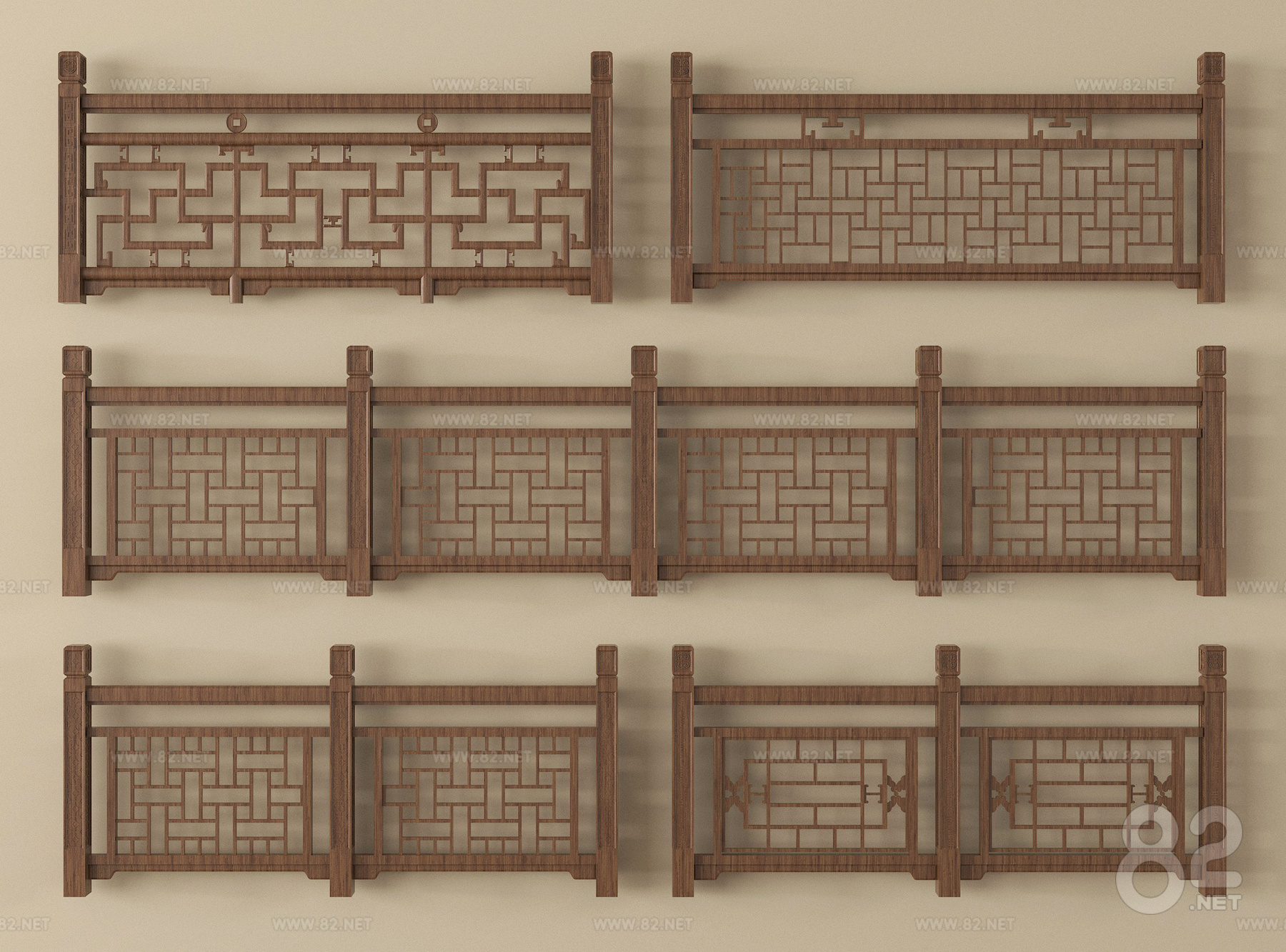 New Chinese Railing Guardrail Fence Fence Solid Wood Fence Guardrail ...