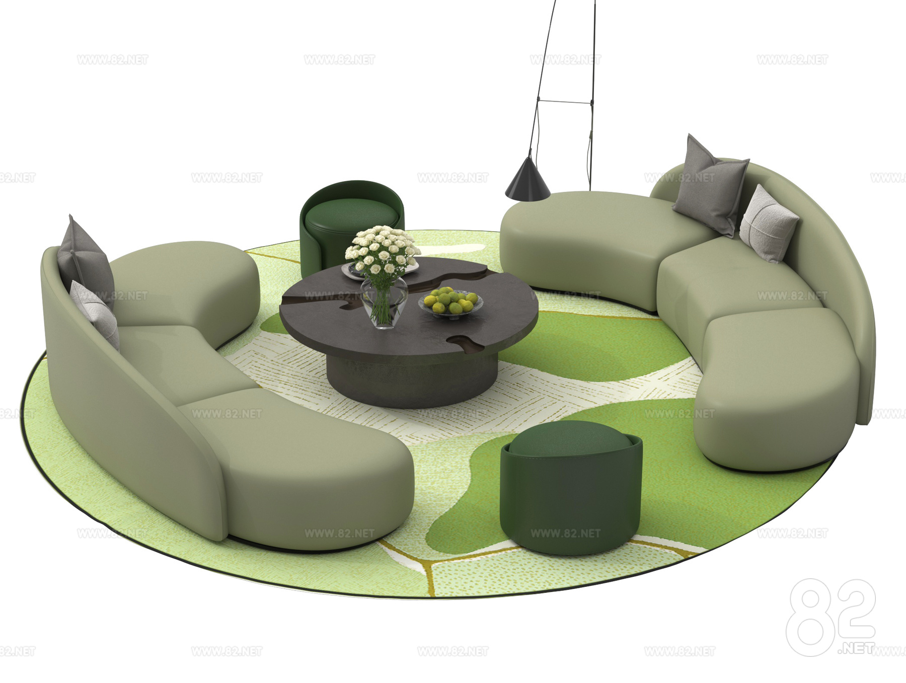 Modern sofa combination curved sofa coffee table sofa stool fishing lamp download | 3Ds Max(.max ...