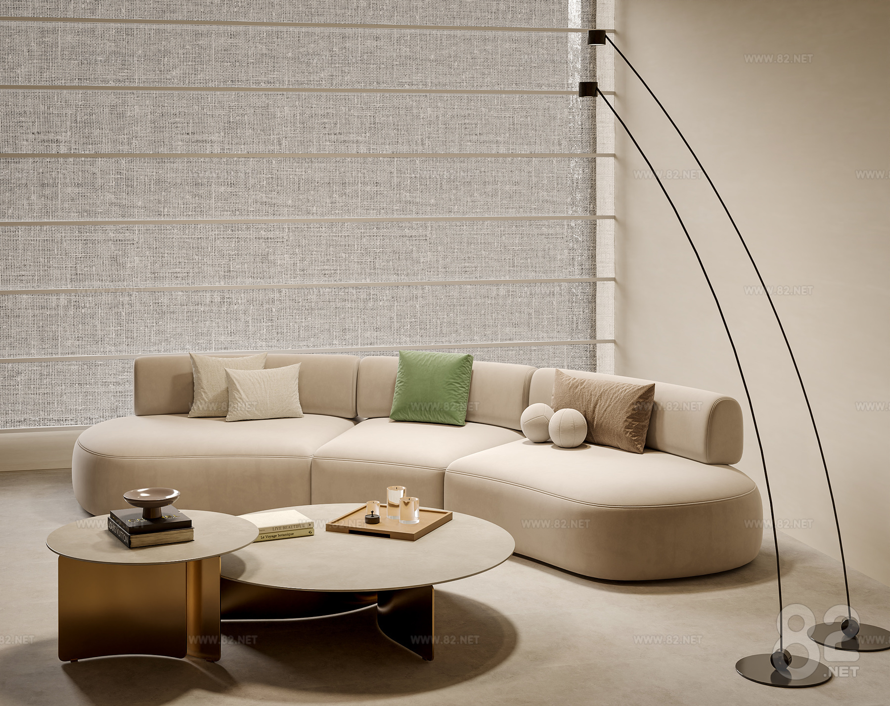 Modern Curved Sofa Coffee Table Floor Lamp download | 3Ds Max(.max) - 82Models