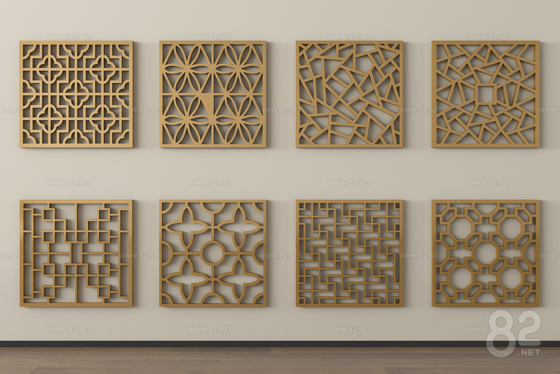 Mid-century Style carved window hollow window lattice window download | 3Ds Max(.max) - 82Models