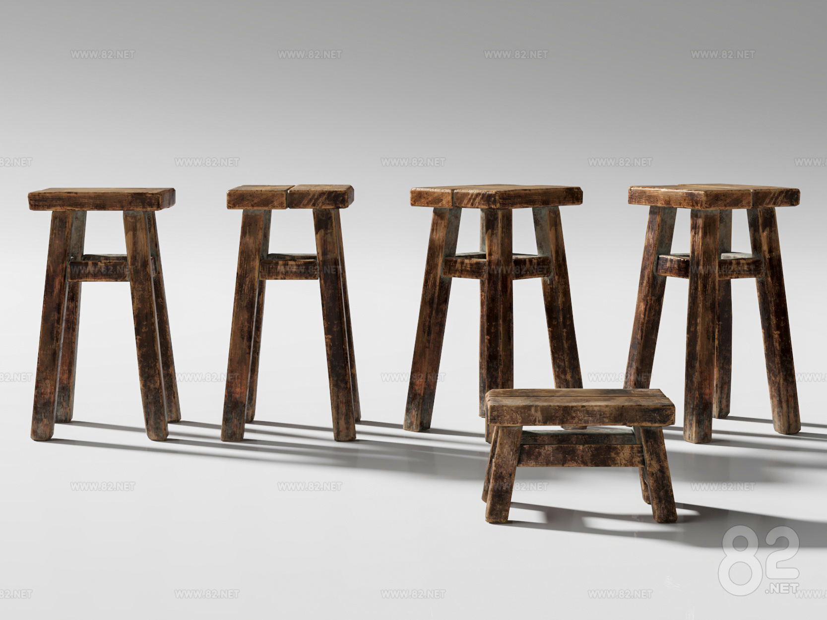 Quiet Low Stool Wooden Stool Square Wooden Stool Bench download | 3Ds ...