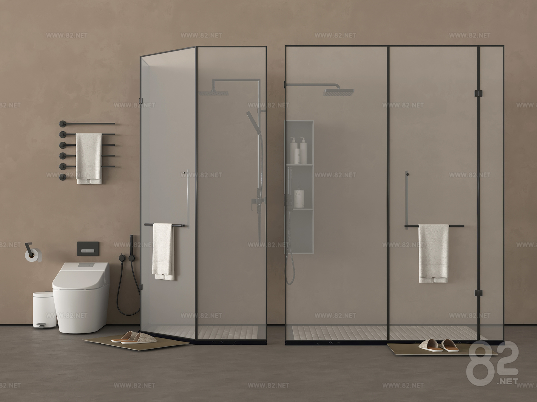 Modern shower room shower toilet bathroom small su model download ...