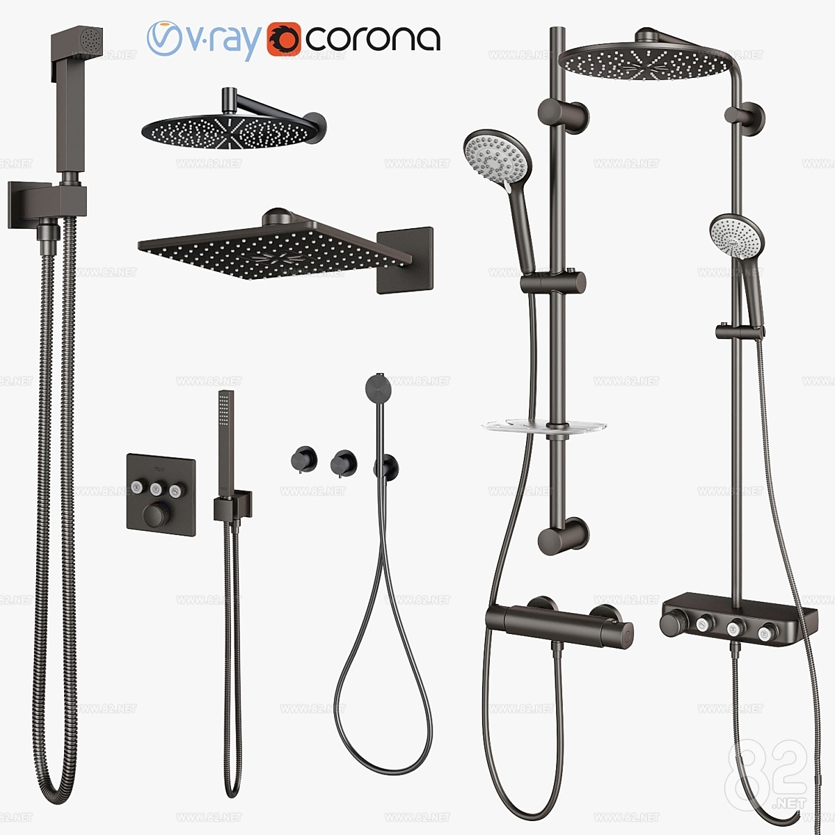 GROHE shower system with sanitary shower CEA Gus download | 3Ds Max ...
