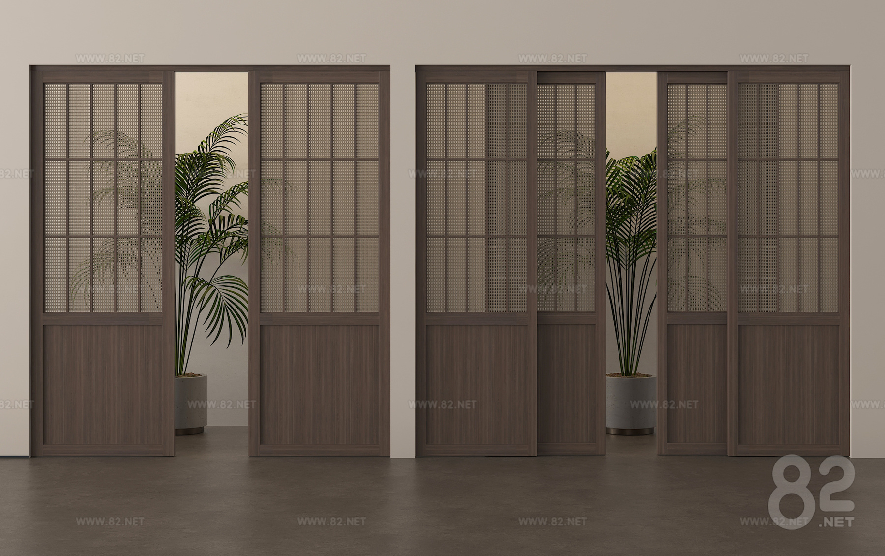 Middle ancient sliding door rattan wooden sliding door download | 3Ds ...