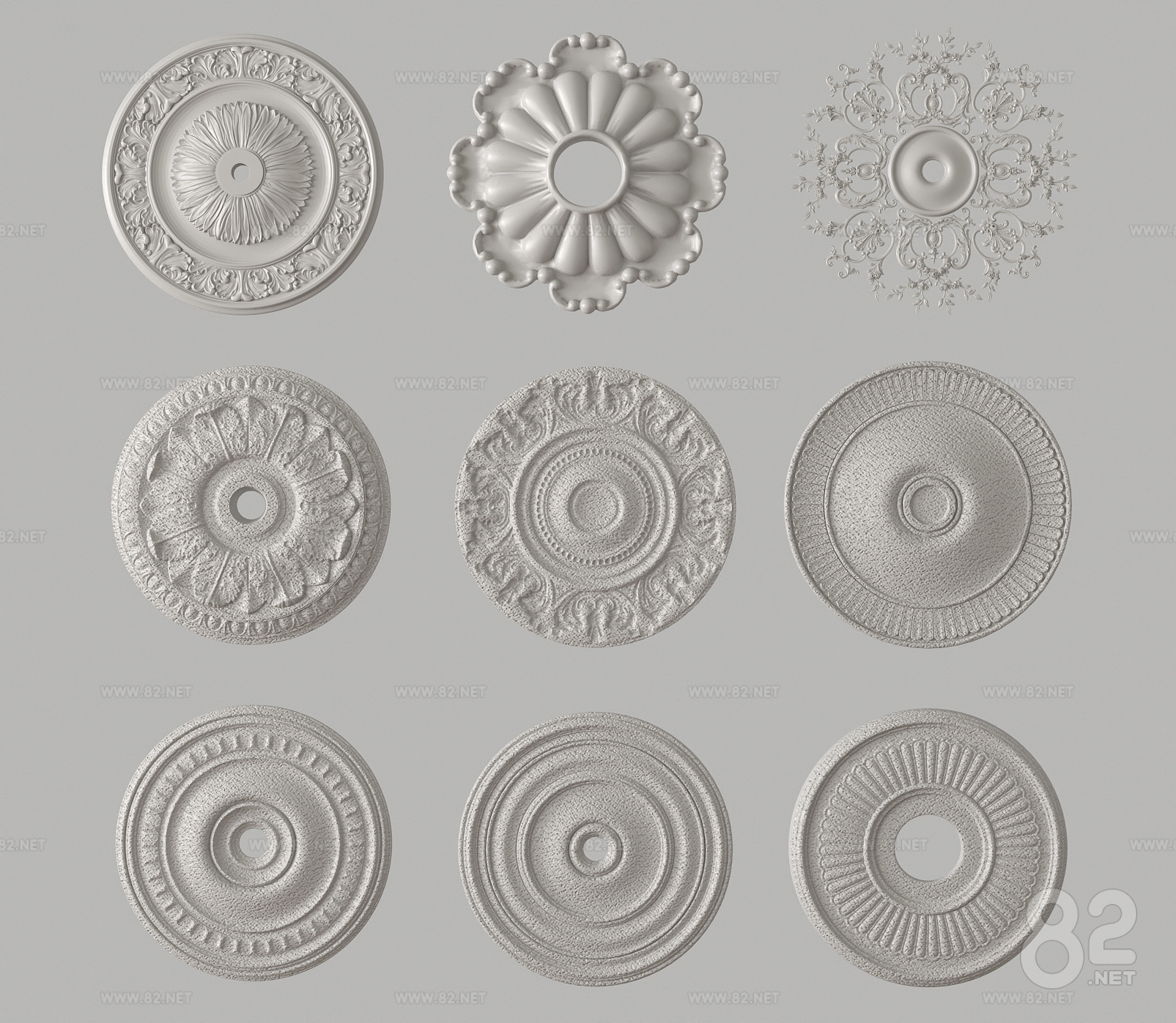 French lamp panel carved plaster lamp panel download | SketchUp(.skp ...