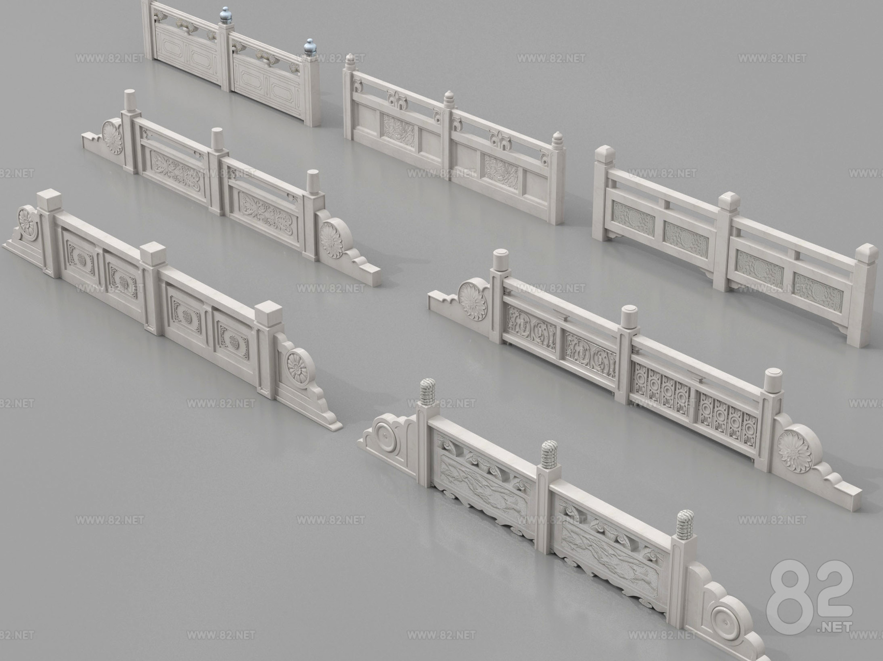 Chinese-style Stone Railing White Jade Railing Railing Fence Stone ...