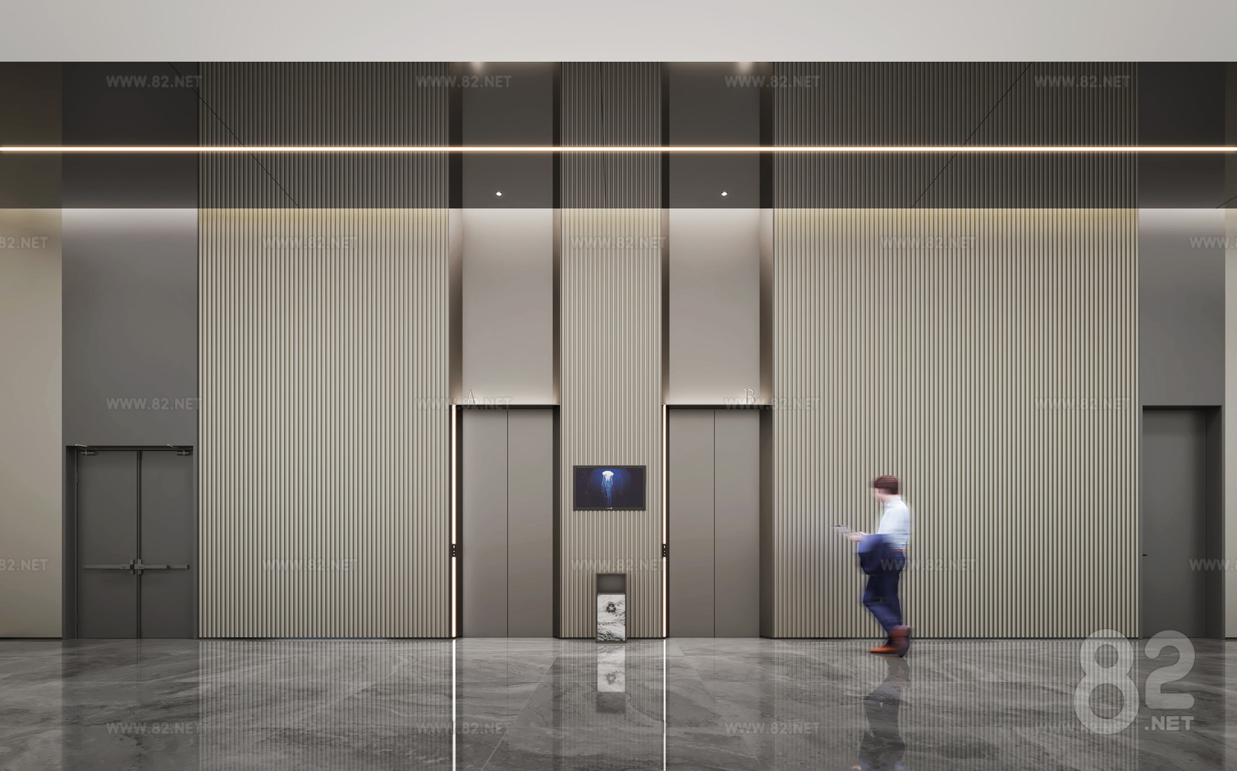 Modern office elevator hall download | 3Ds Max(.max) - 82Models
