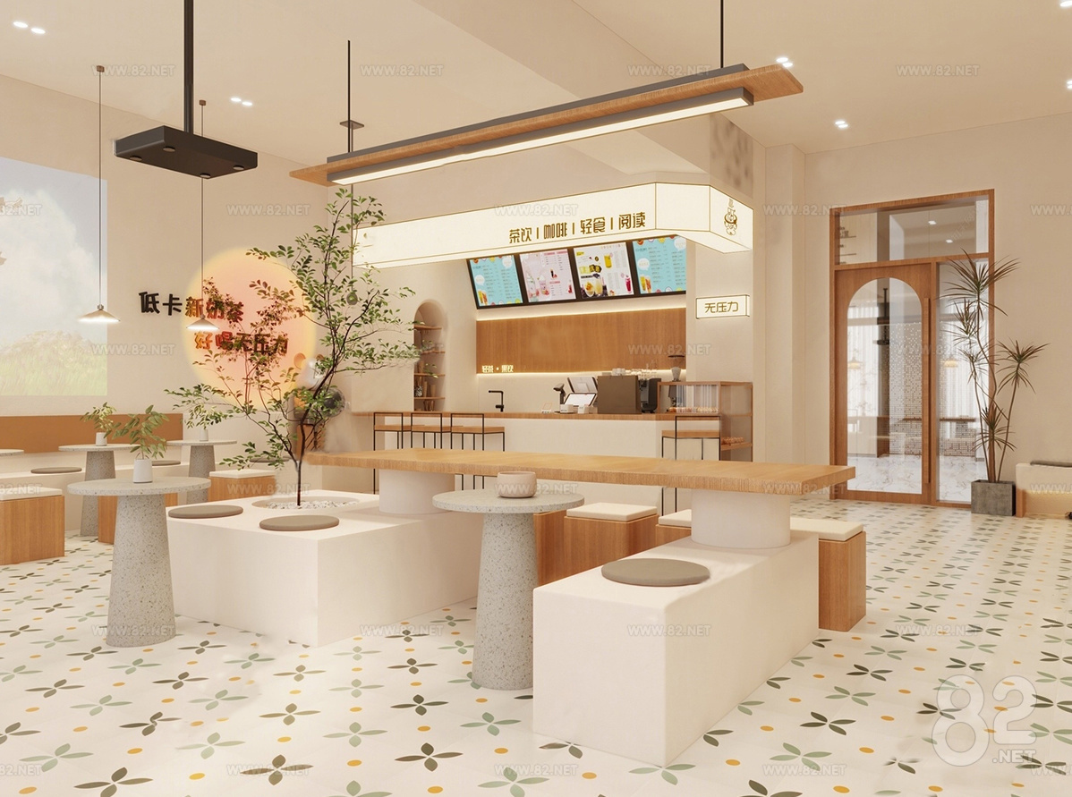 Modern Log Color Cafe download Sketchup Model | SketchUp(.skp) - 82Models