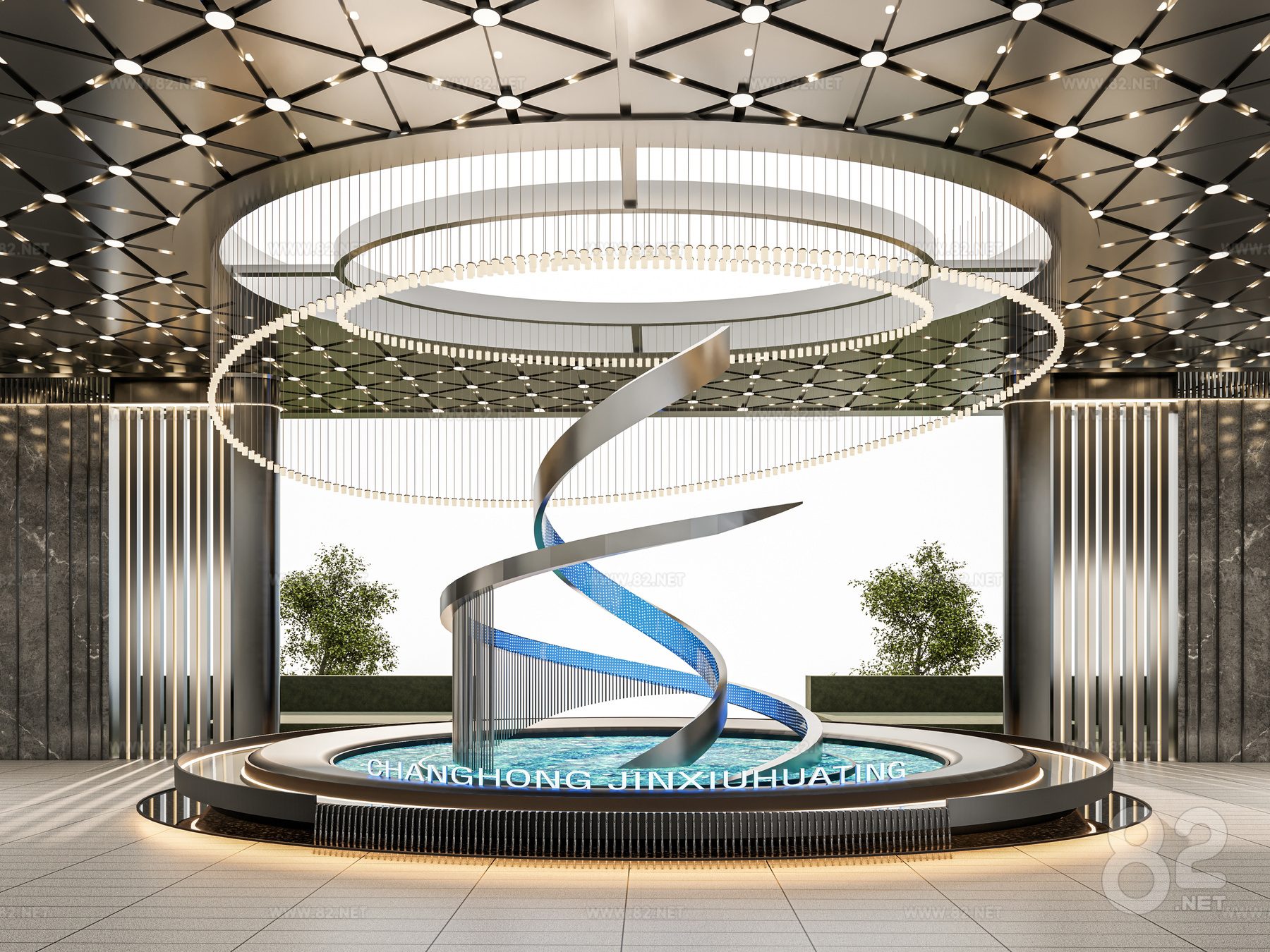 Residential Entrance Fountain Waterscape Special-shaped Chandelier ...