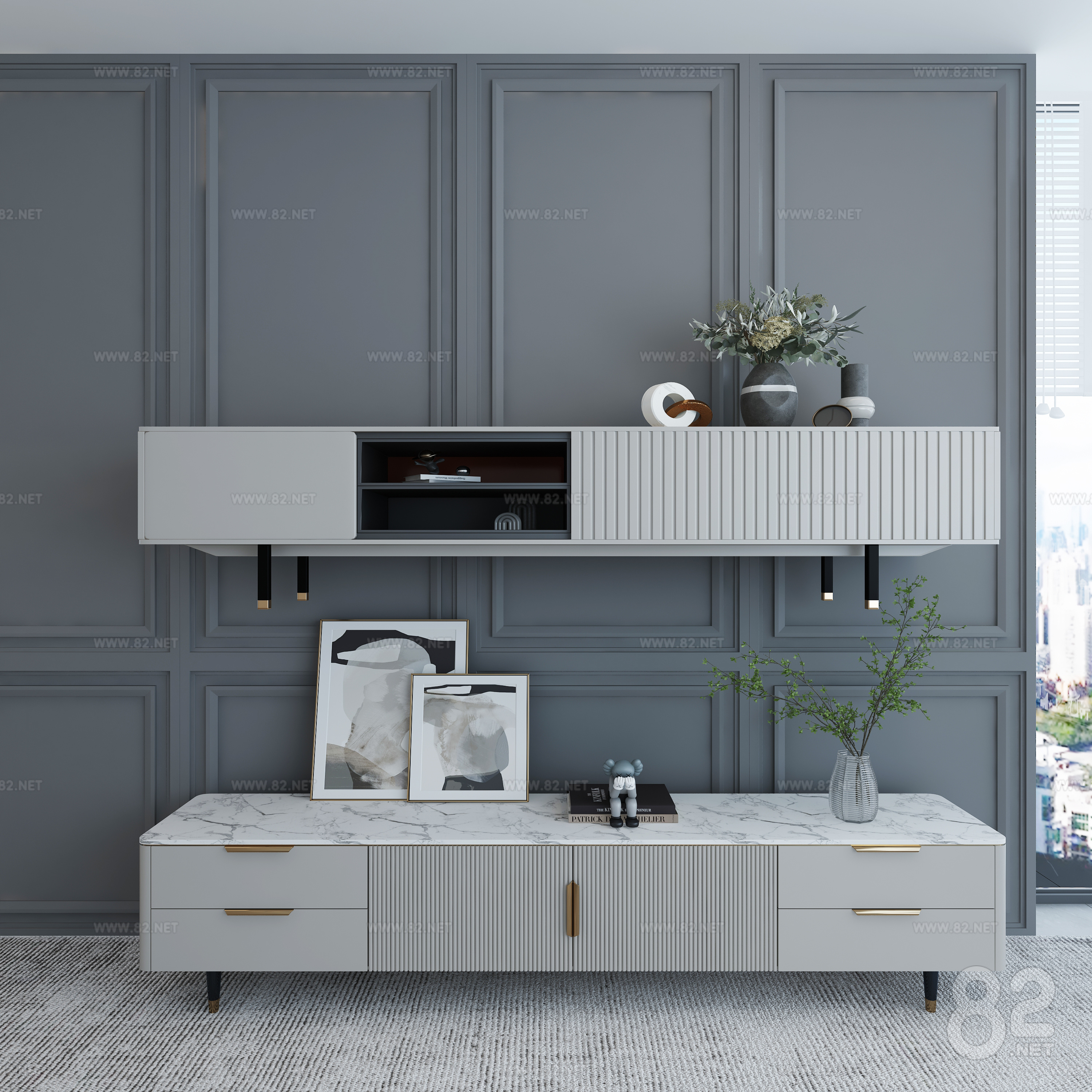 Modern TV cabinet combination download | 3Ds Max(.max) - 82Models