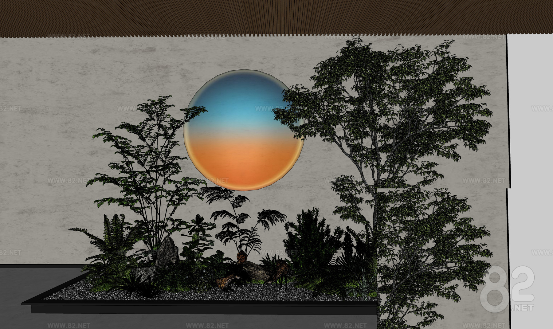 Micro-landscape landscaping sketch green flower mirror group download ...