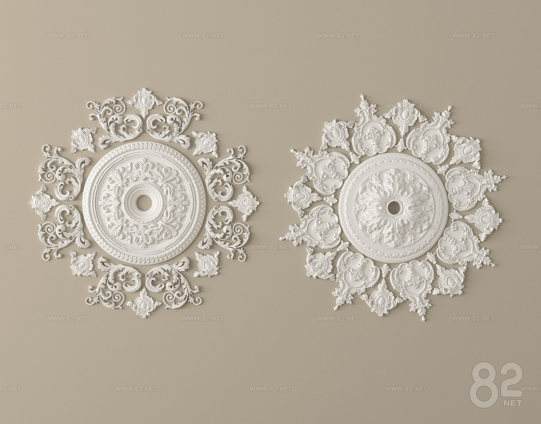 French plaster line carved lamp panel download Sketchup Model ...