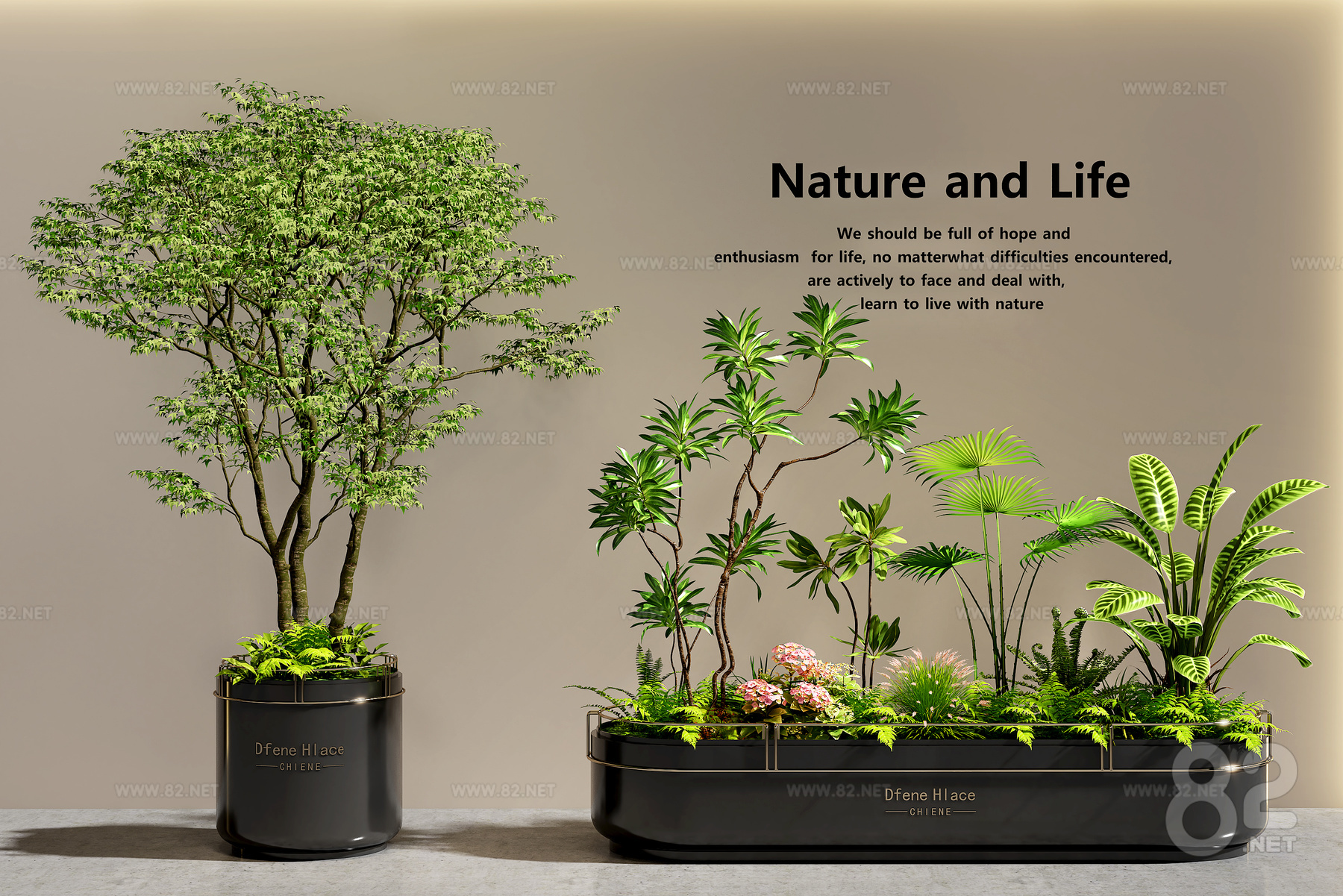 Indoor landscape plant pile flower bed flower pond plant combination landscape tree download ...