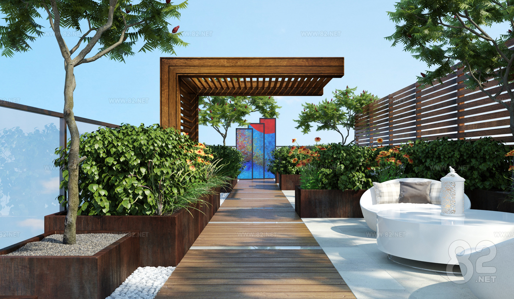 Modern Atrium Courtyard Garden Terrace Garden Landscape Gardening ...