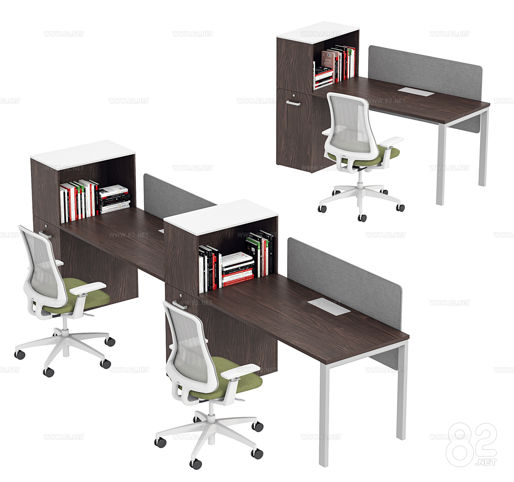 Modern office desk and chair combination desk station staff station ...