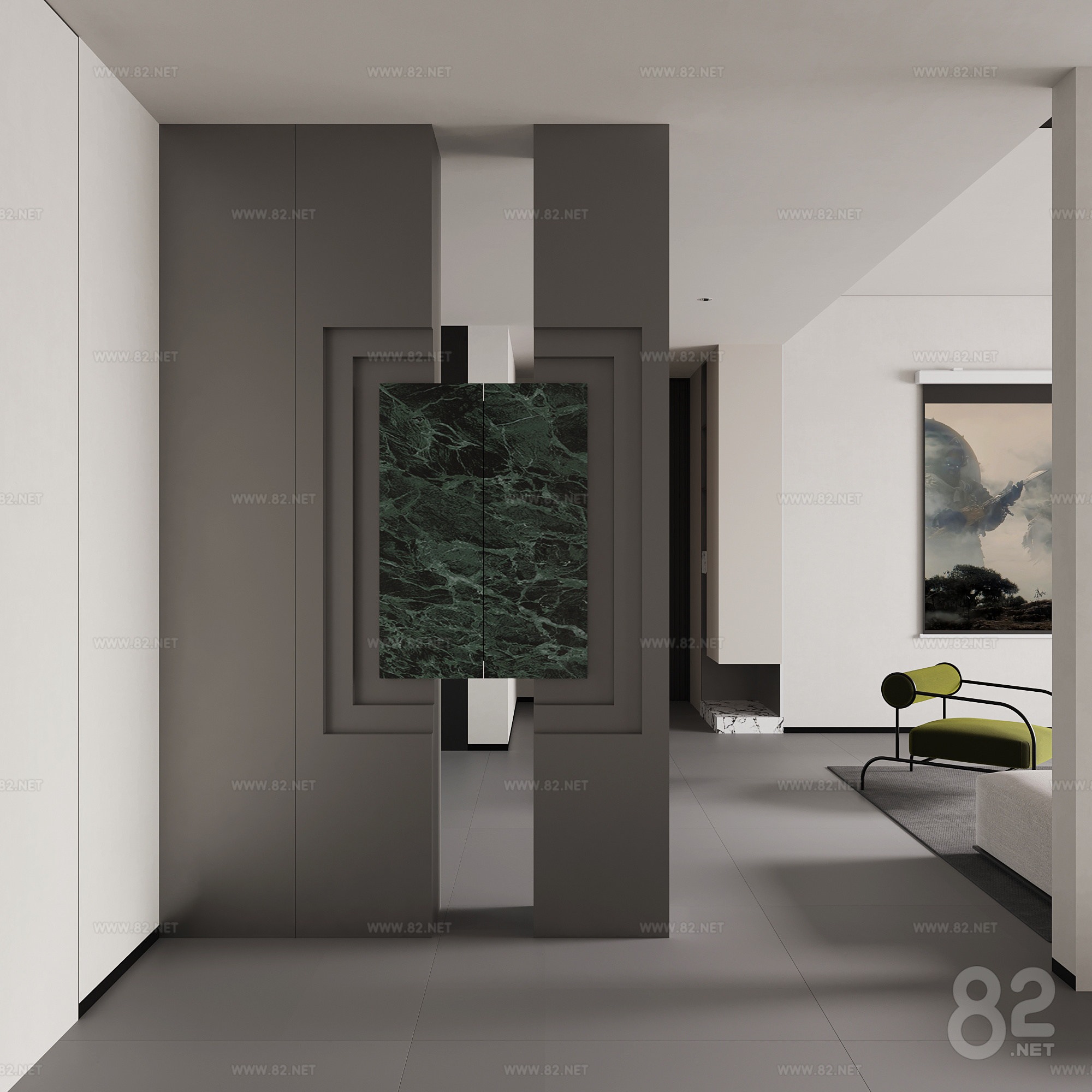 Modern Italian Minimalist Entrance Partition Wall download | 3Ds Max ...