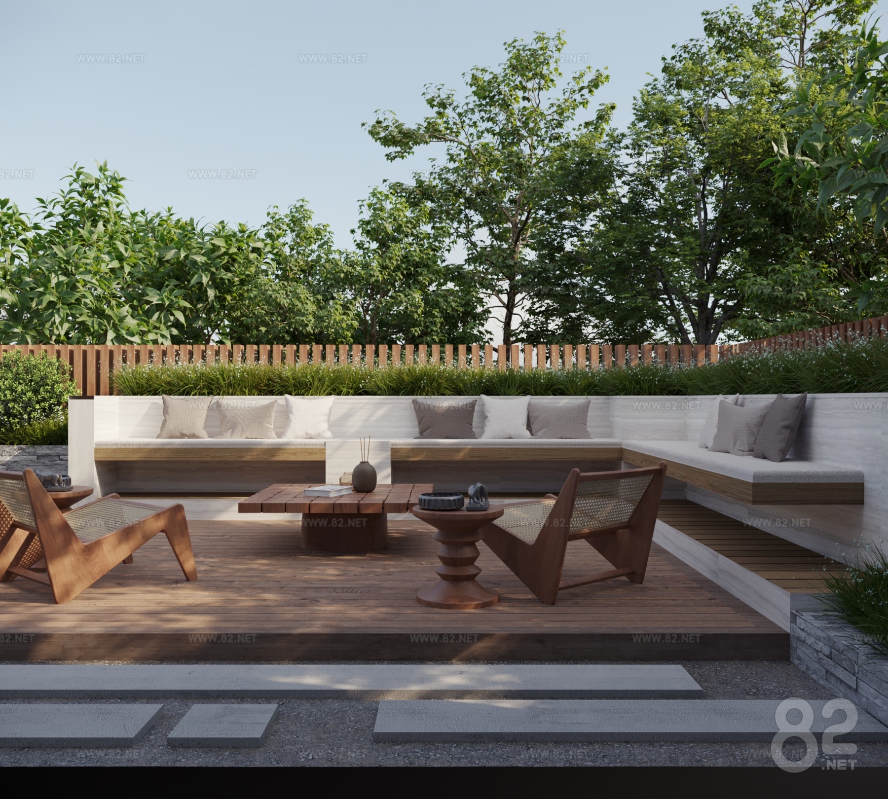 Modern villa courtyard garden landscape wall landscape wall enclosure ...