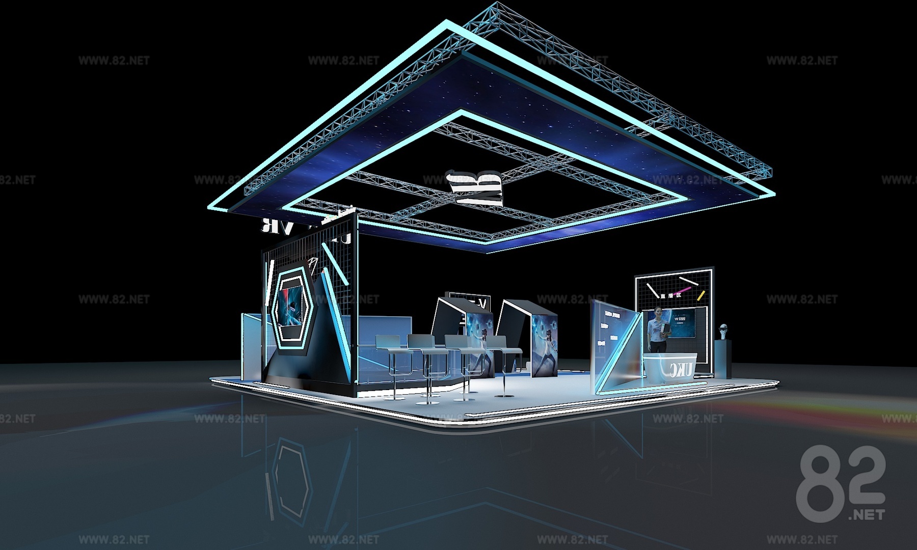 Modern Booth Technology Booth download | 3Ds Max(.max) - 82Models