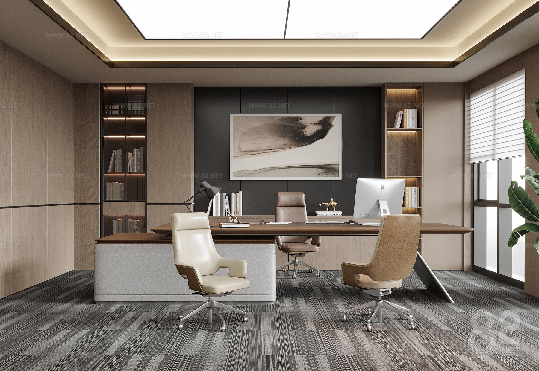 modern general manager office boss office download | SketchUp(.skp ...