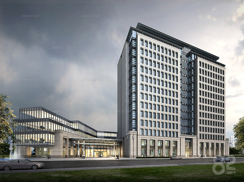 Modern high-rise office building, office building, commercial complex ...