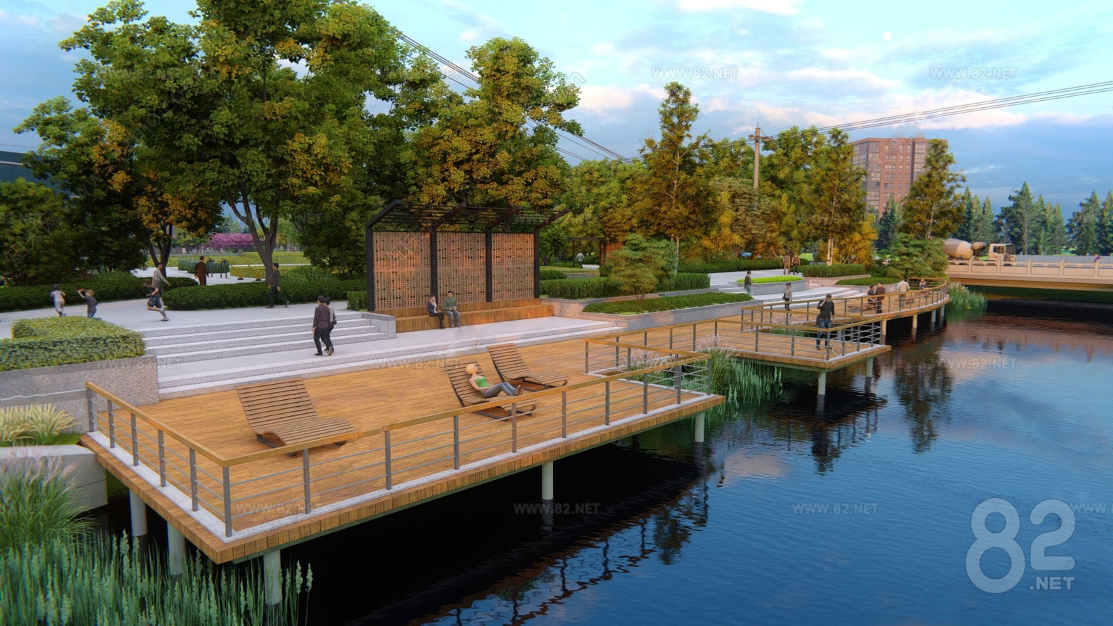 Modern Waterfront Landscape Riverbank Landscape Waterfront Landscape ...