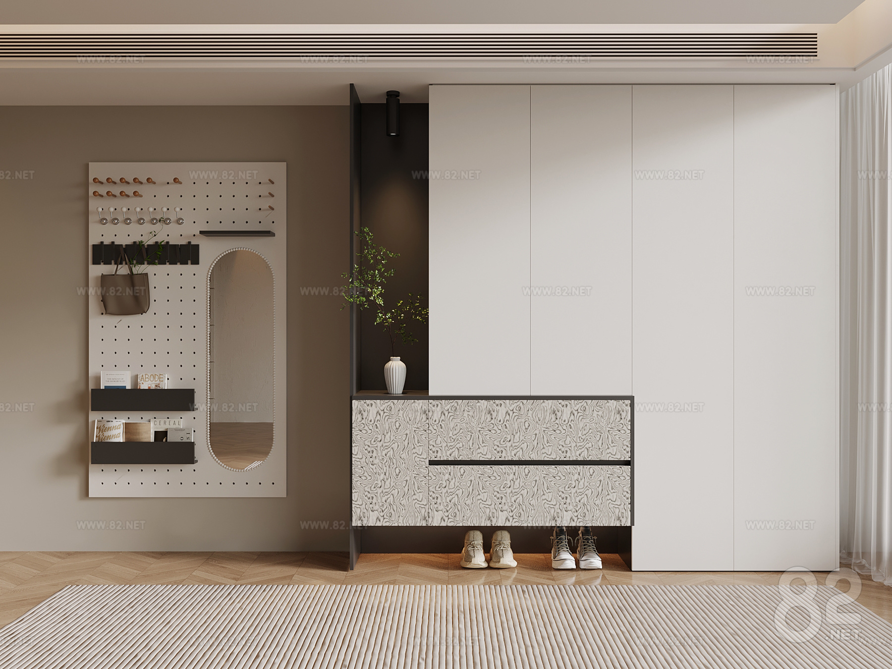 Modern Shoe Cabinet Entrance Cabinet Hole Board download | 3Ds Max(.max ...