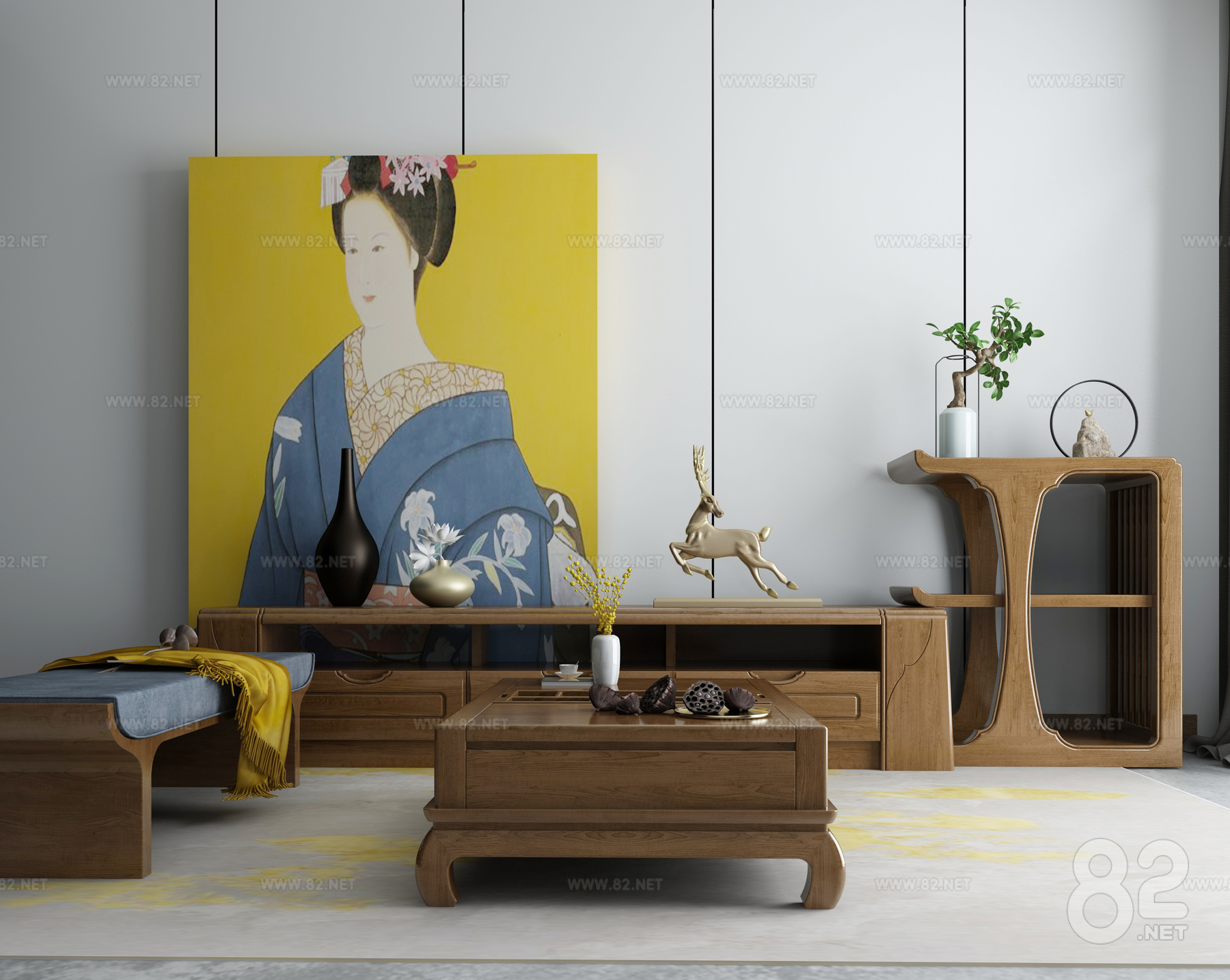 Sofa coffee table combination model download | 3Ds Max(.max) - 82Models