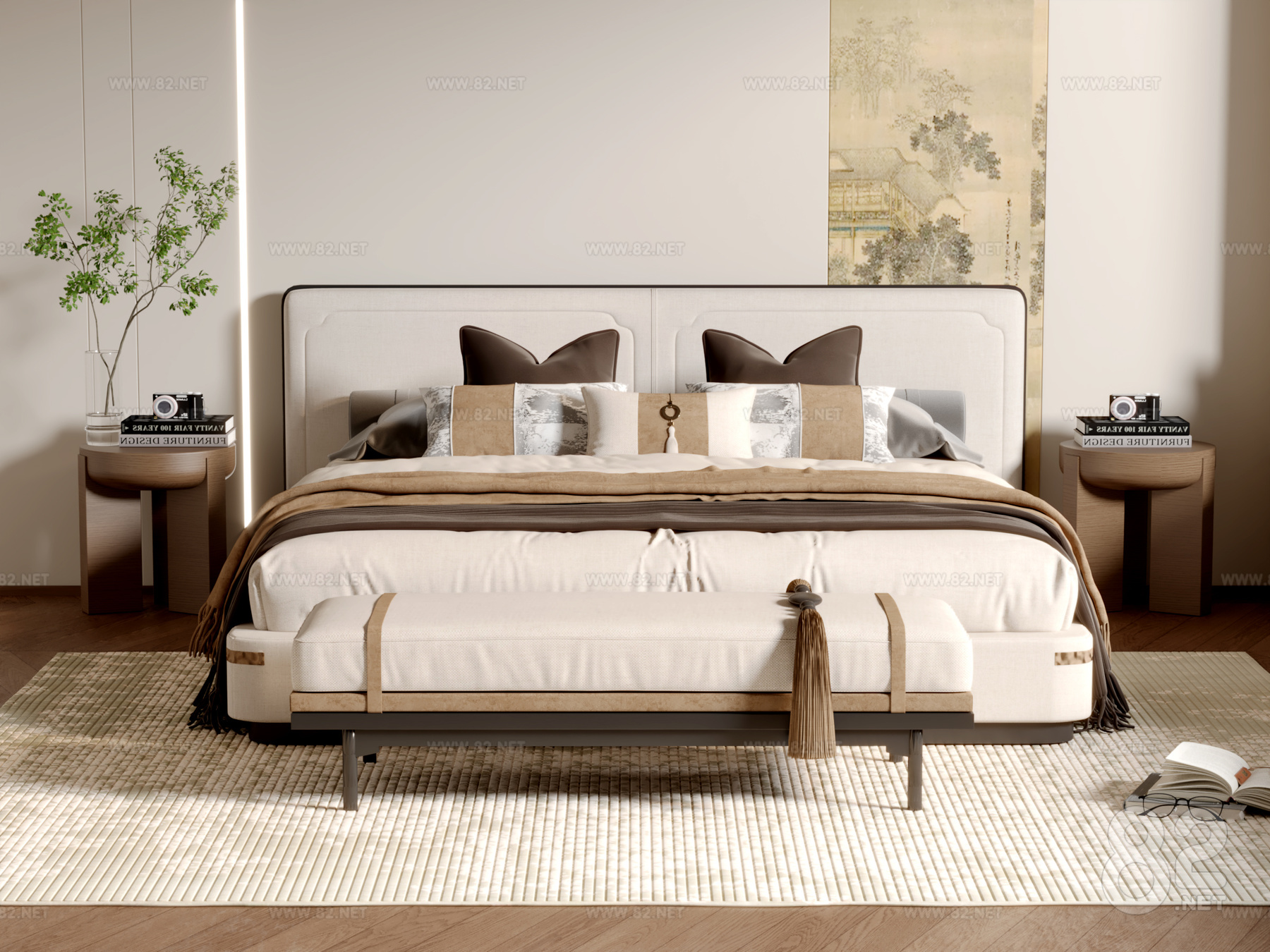 New Chinese Double Bed download | 3Ds Max(.max) - 82Models