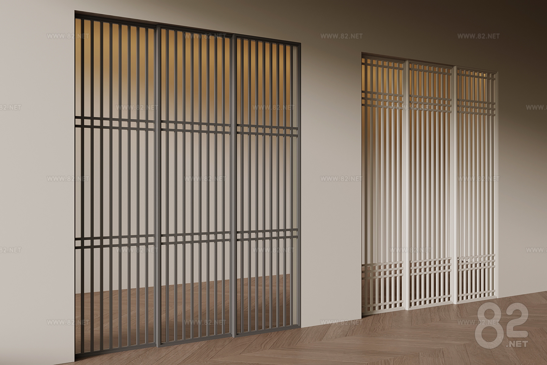 Modern sliding door grille sliding door download Sketchup Model ...
