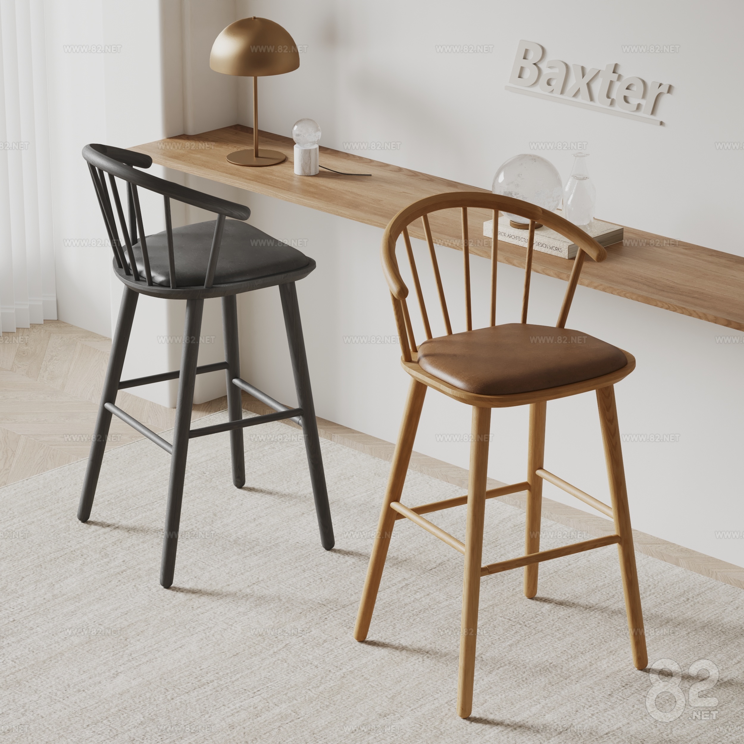 Baxter Modern Bar Chair Lounge Chair Solid Wood Chair download ...