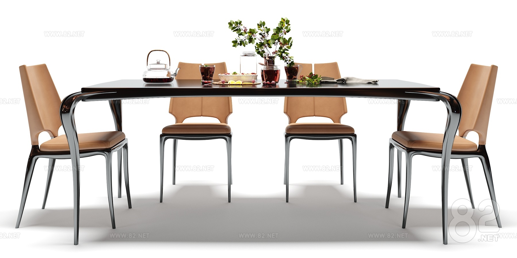 Modern Simple Dining Table Chair Ornaments Combination download | 3Ds ...