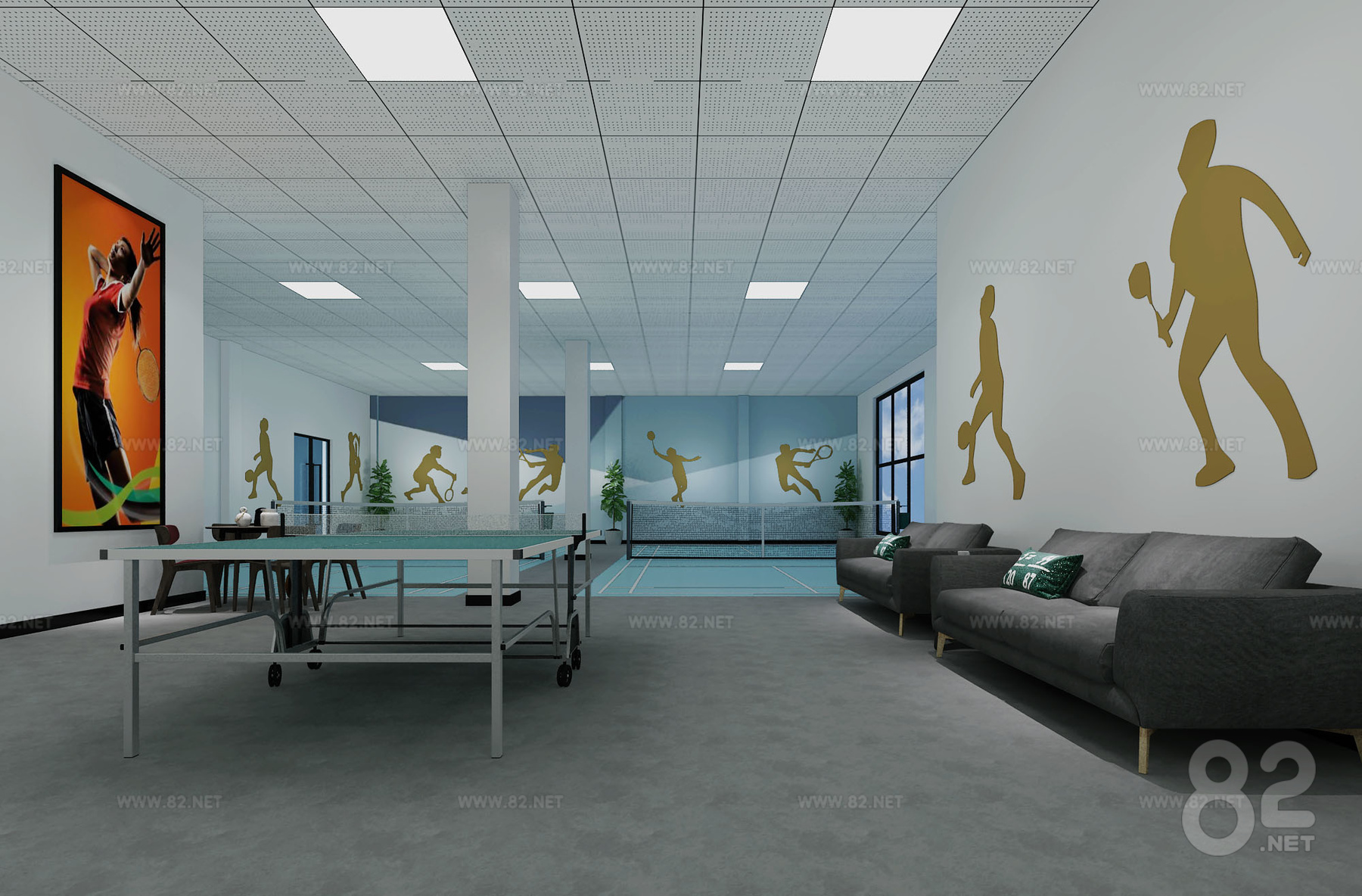 Modern Badminton Court Table Tennis Table Sofa Table and Chair download ...